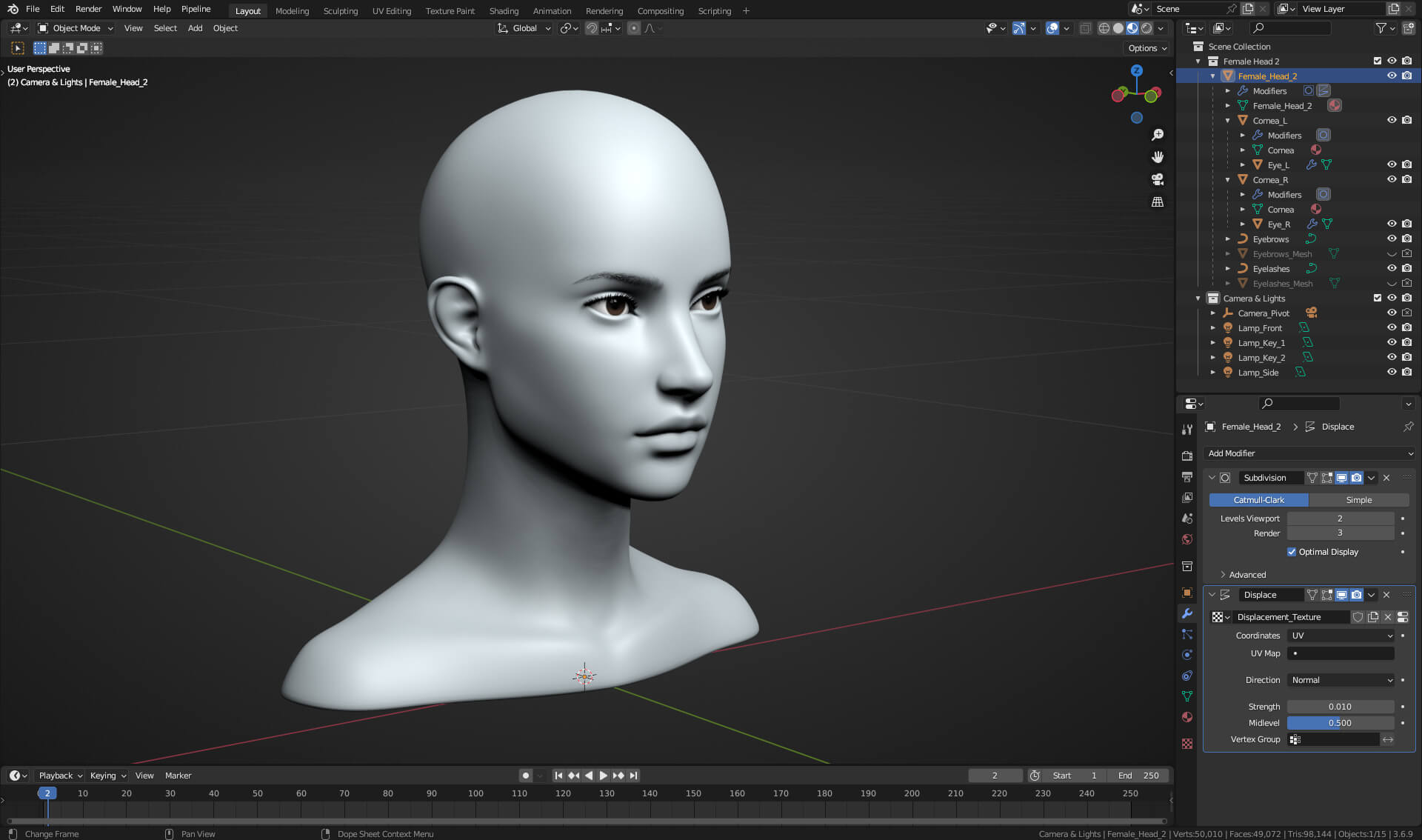 Female Head 2 - 3D Model by IndieArt