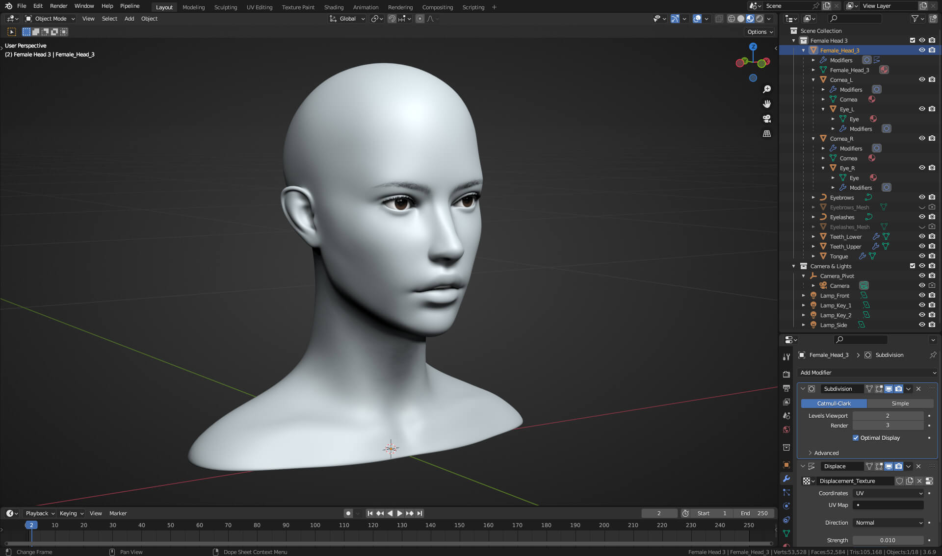 Female Head 3 - 3D Model by IndieArt