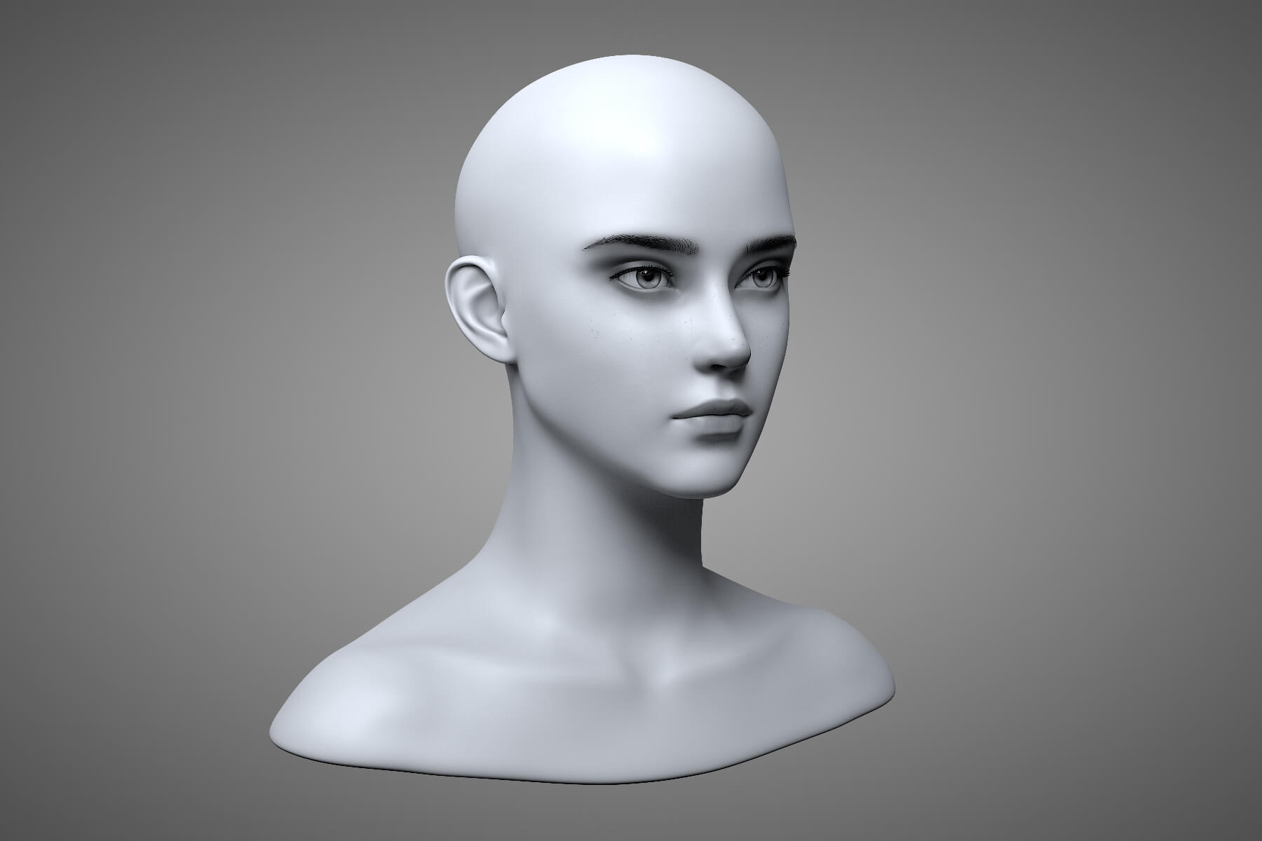Young Female Head - 3D Model by IndieArt