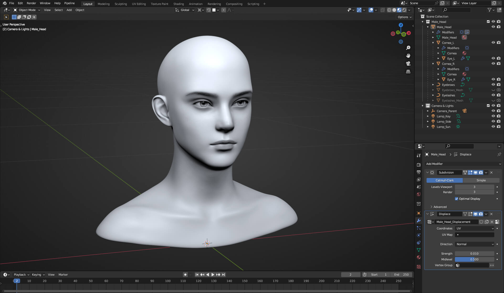 Young Male Head - 3D Model by IndieArt