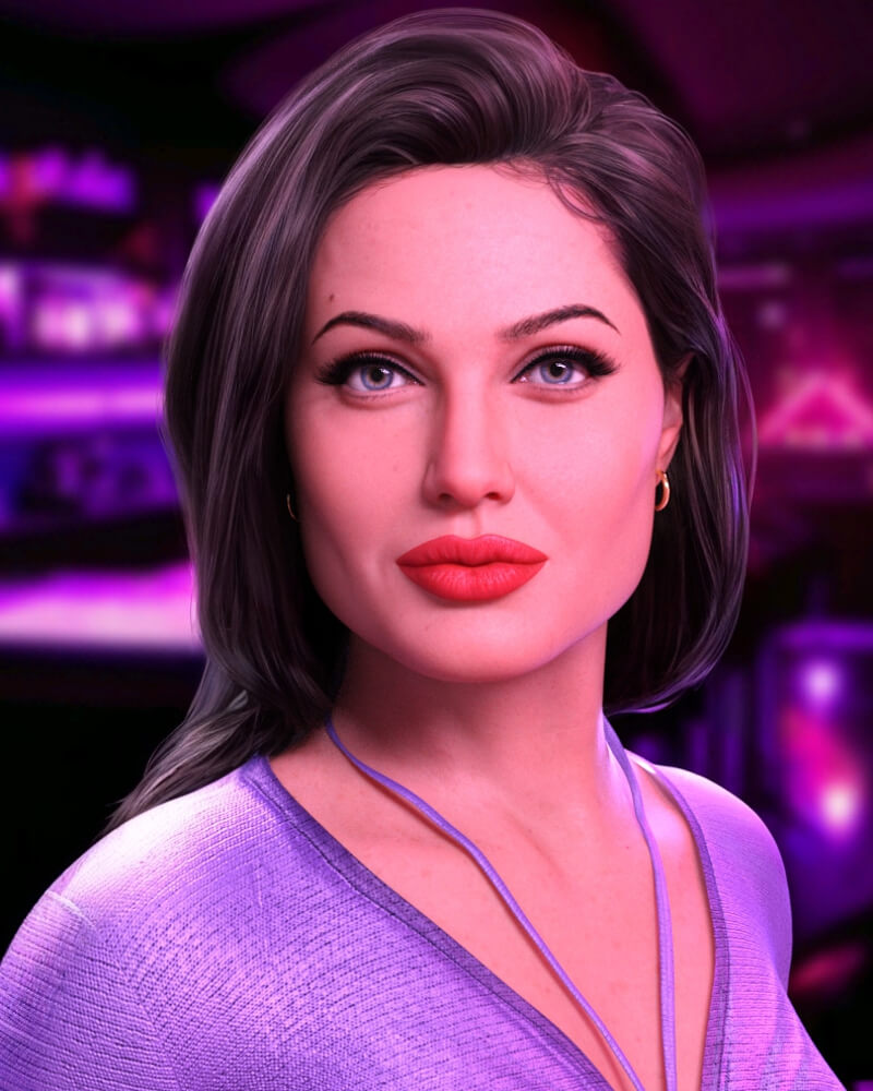 Angelina Jolie 2024 3D Render, Digital Art by ineteye