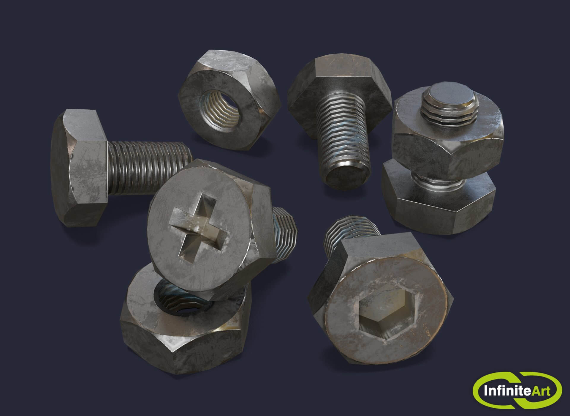 Bolts and Nuts - 3D Model by INFINITE ART SOLUTIONS