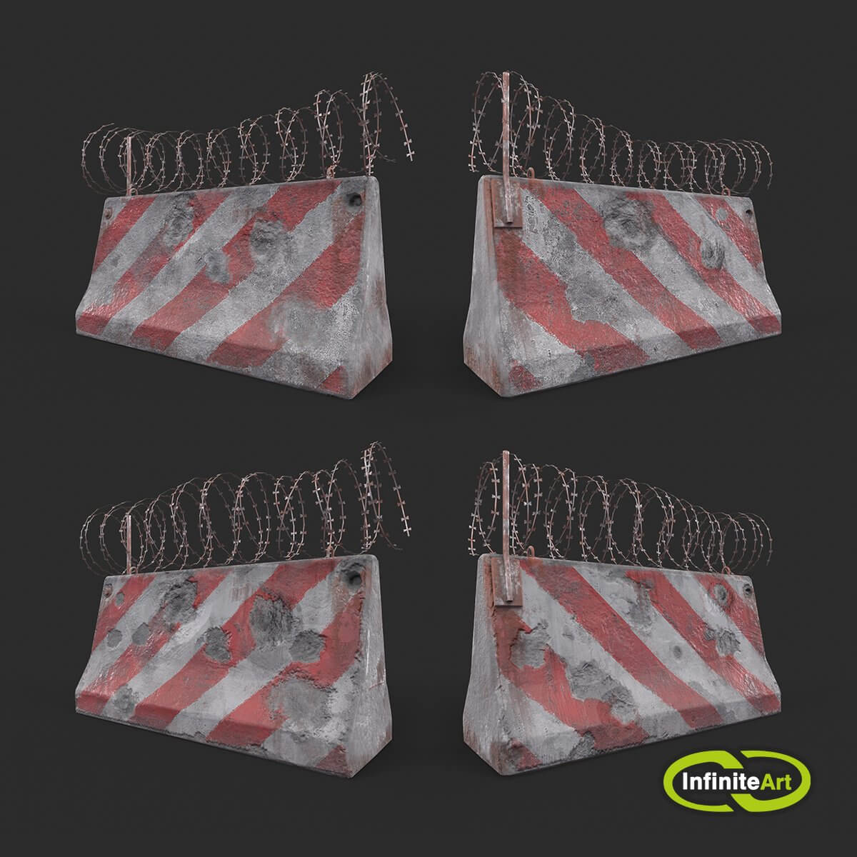 Concrete Block with Barbed Wire. Barricade. - 3D Model by INFINITE ART ...