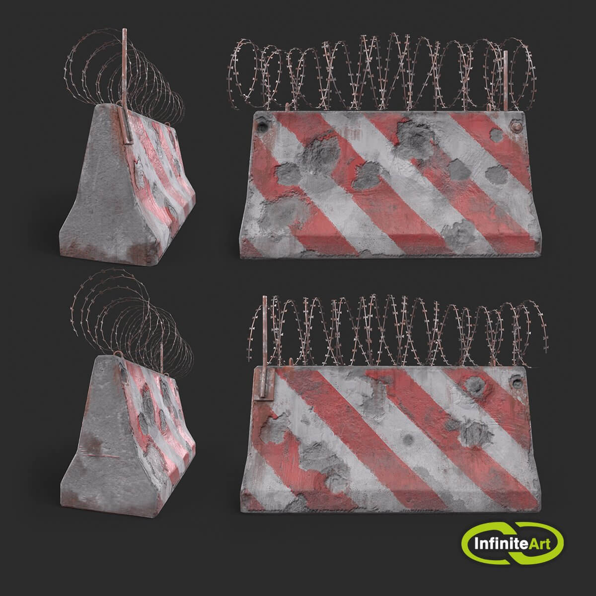 Concrete Block with Barbed Wire. Barricade. - 3D Model by INFINITE ART ...