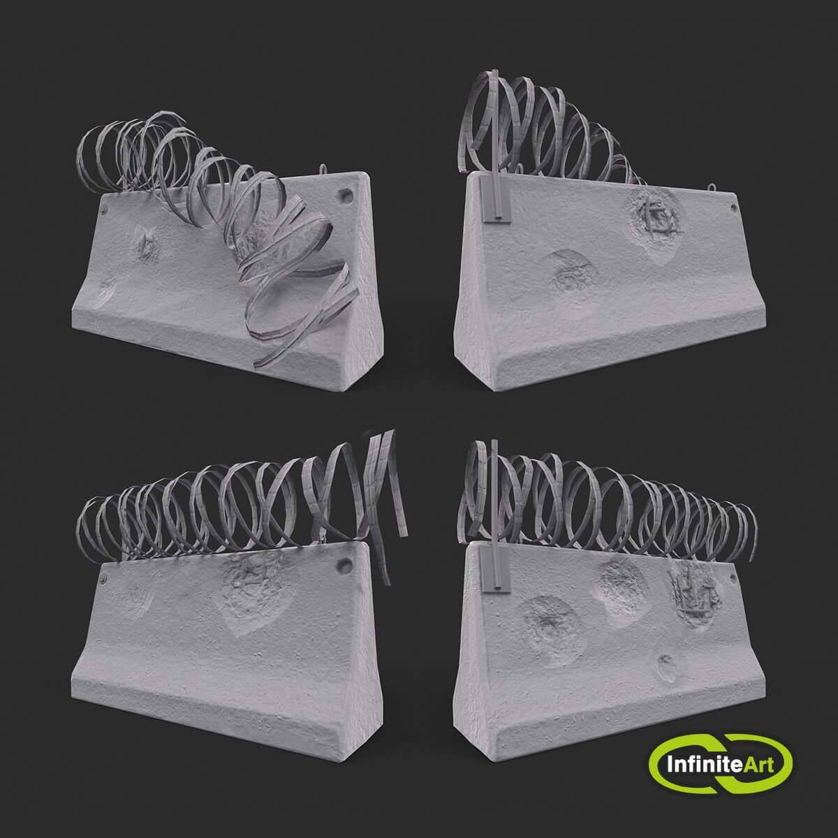 Concrete Block with Barbed Wire. Barricade. - 3D Model by INFINITE ART ...