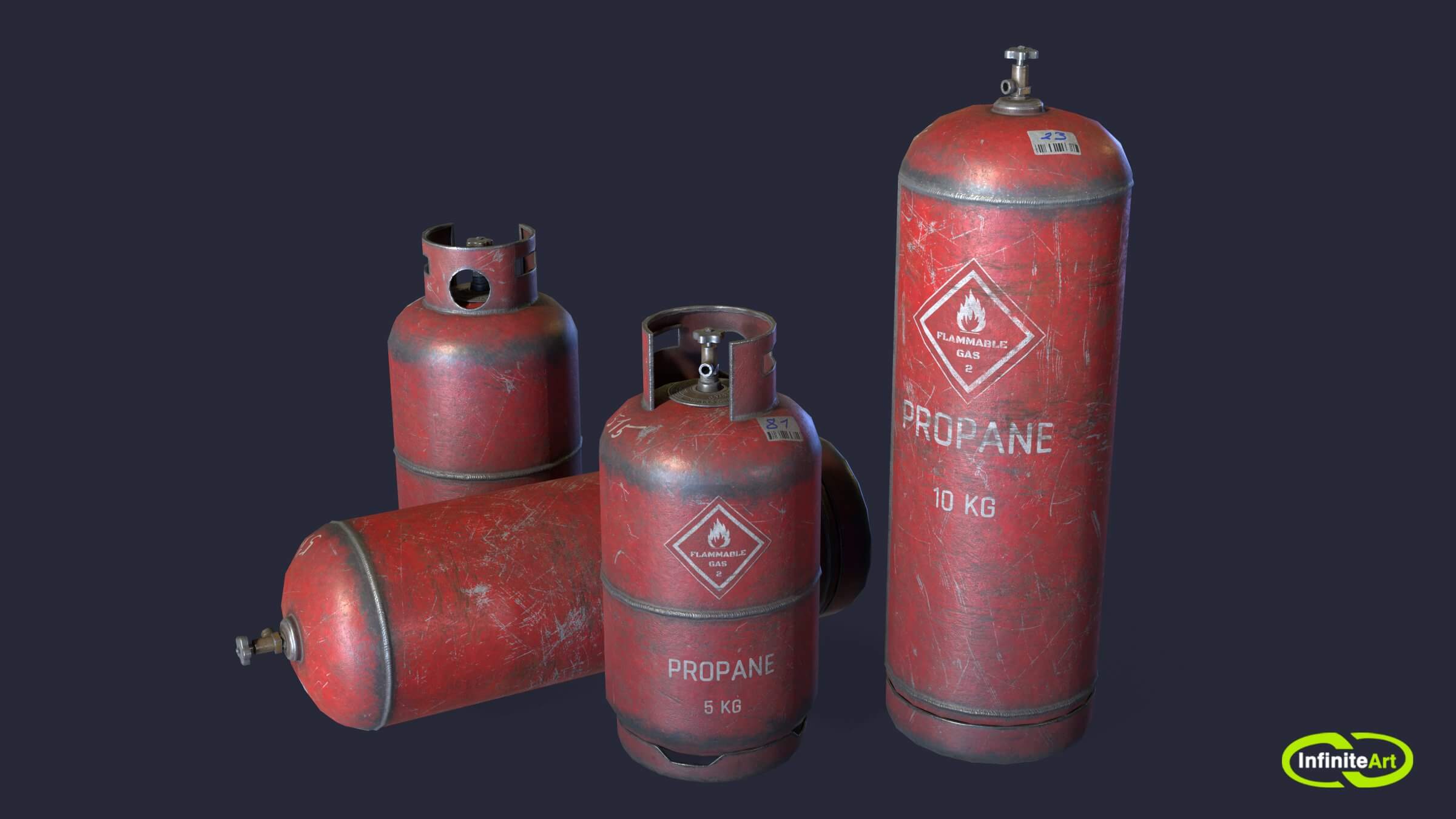 Gas Cylinders - 3D Model by INFINITE ART SOLUTIONS
