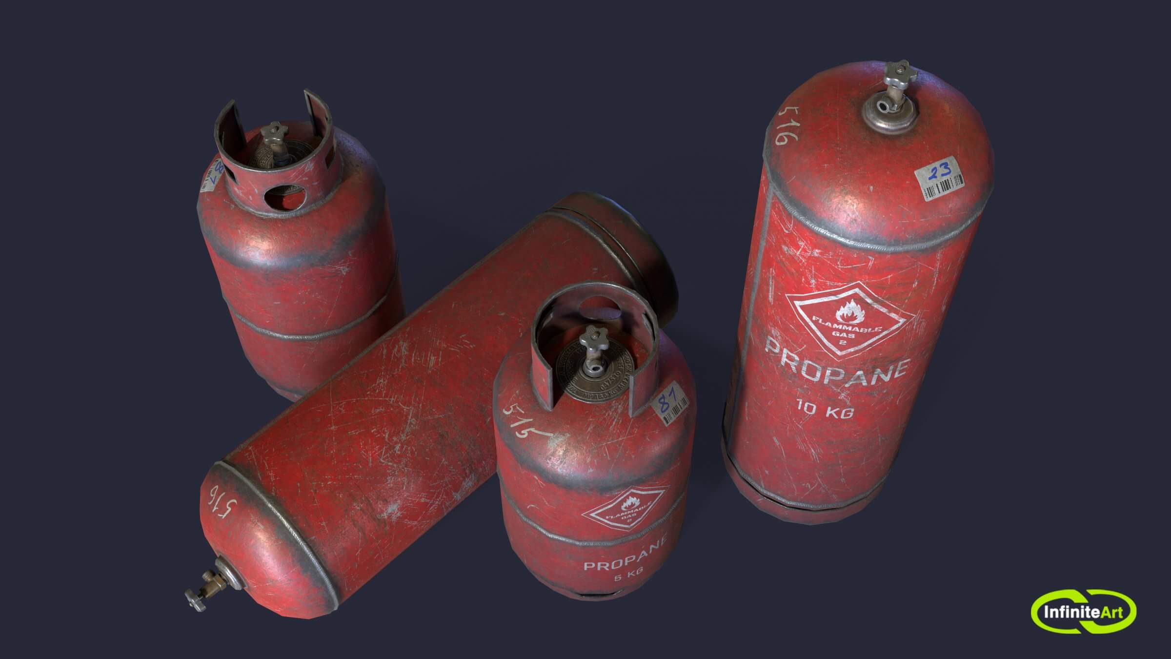 Gas Cylinders - 3D Model by INFINITE ART SOLUTIONS