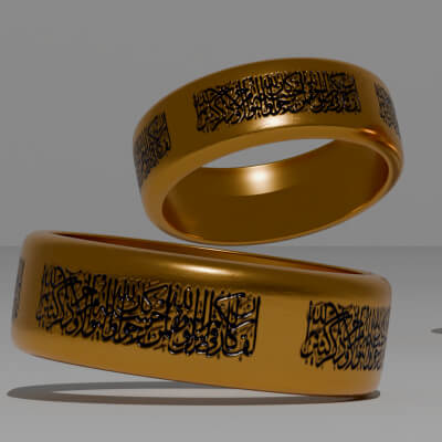 Arabic Engraved Gold Ring - 3D Model by infinite art studio