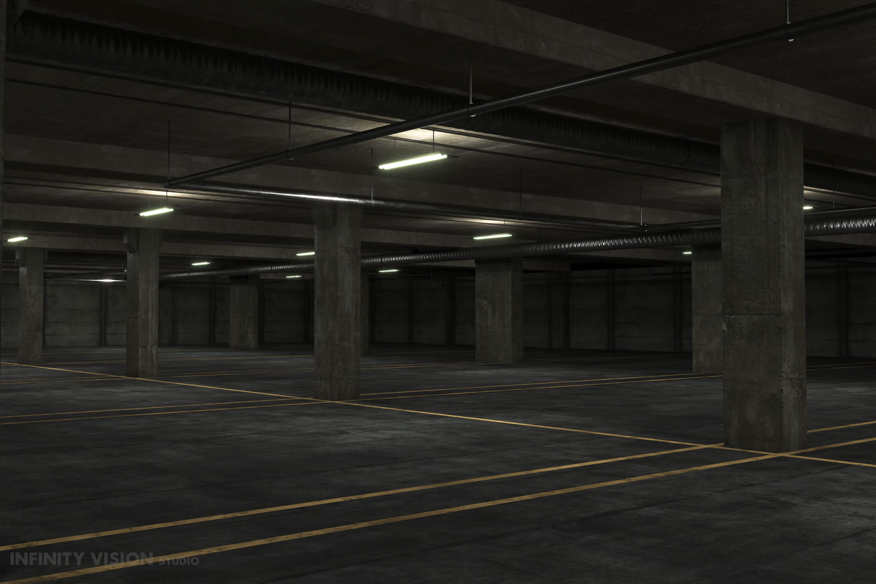 Basement Low Poly Underground Parking - 3D Model by infinity vision