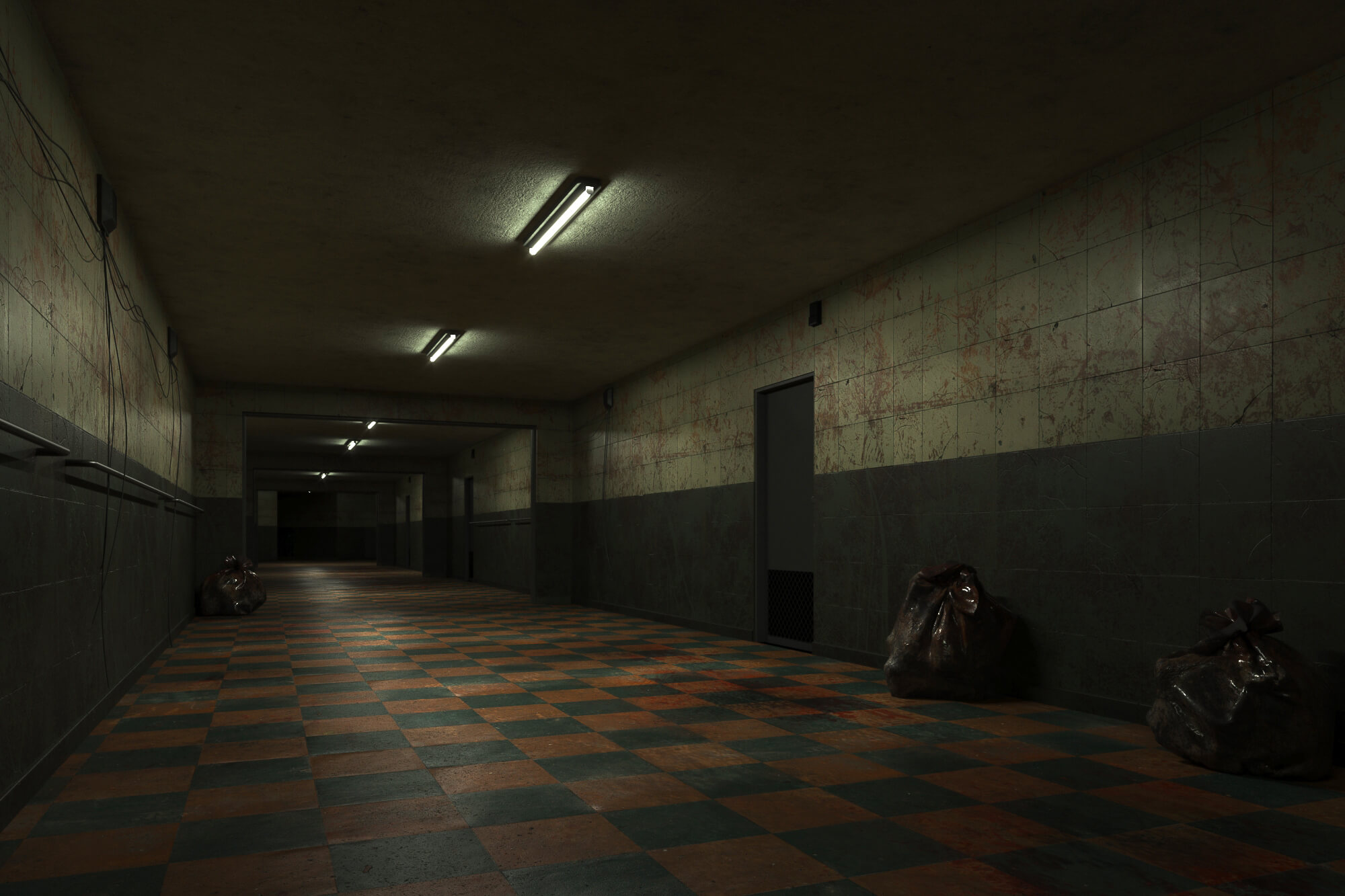 Old bloody dark scary corridor 06 3D Render | RenderHub Gallery