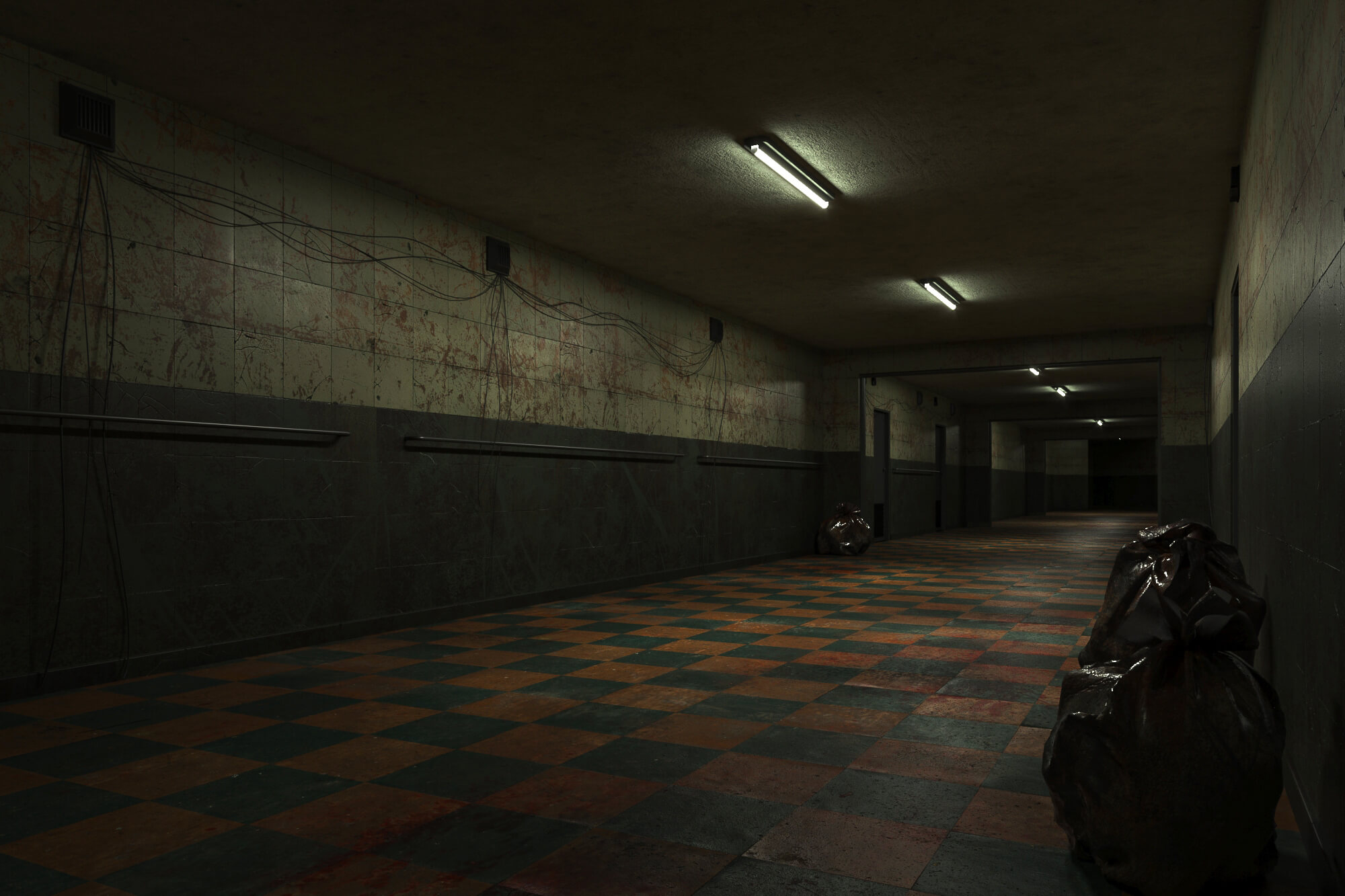 Old bloody dark scary corridor 06 3D Render | RenderHub Gallery