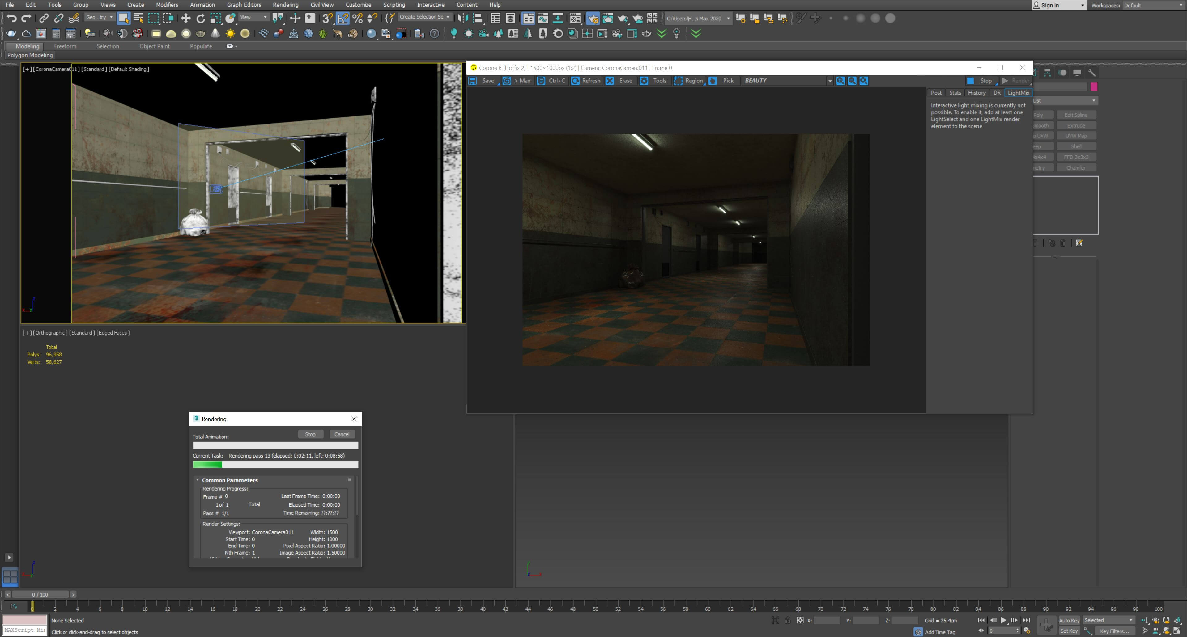 Old bloody dark scary corridor 06 3D Render | RenderHub Gallery