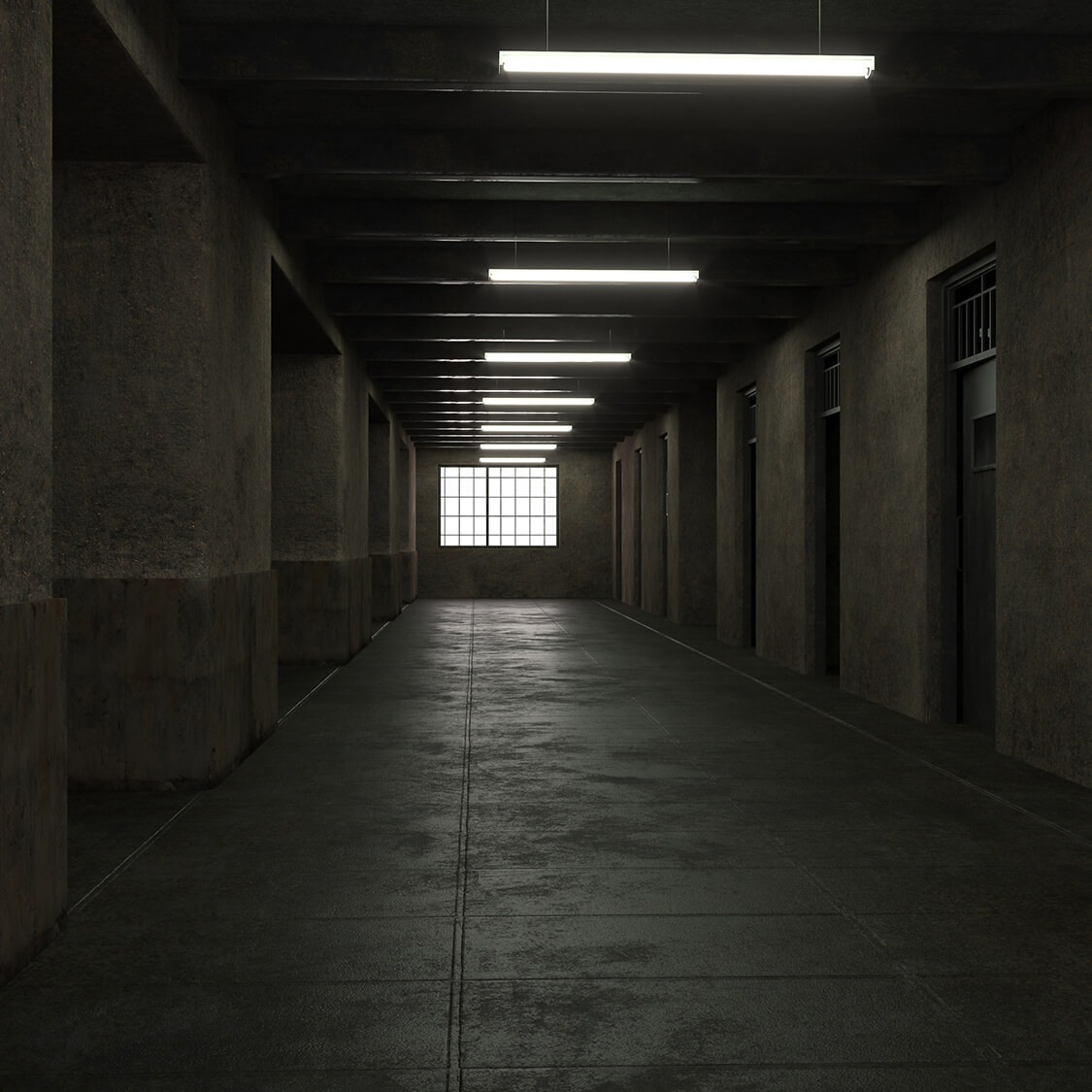 Old dark scary corridor 02 3D Render by infinity vision