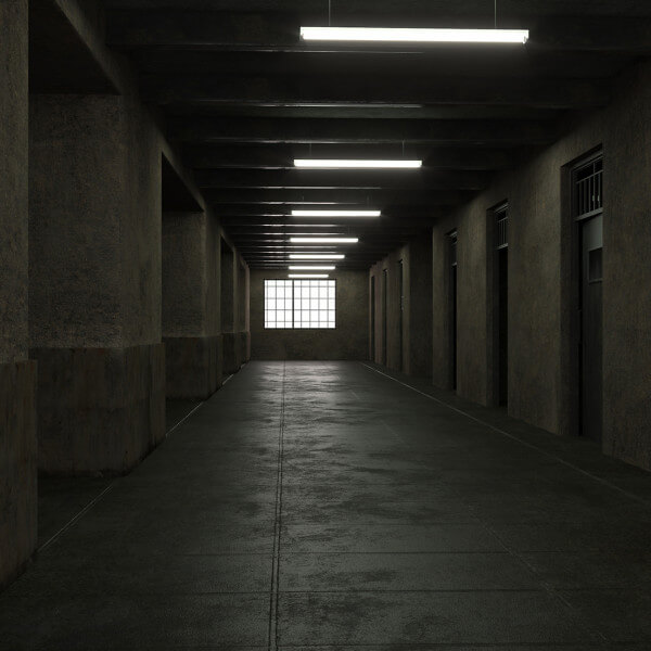 Old dark scary red corridor 03 3D Render by infinity vision