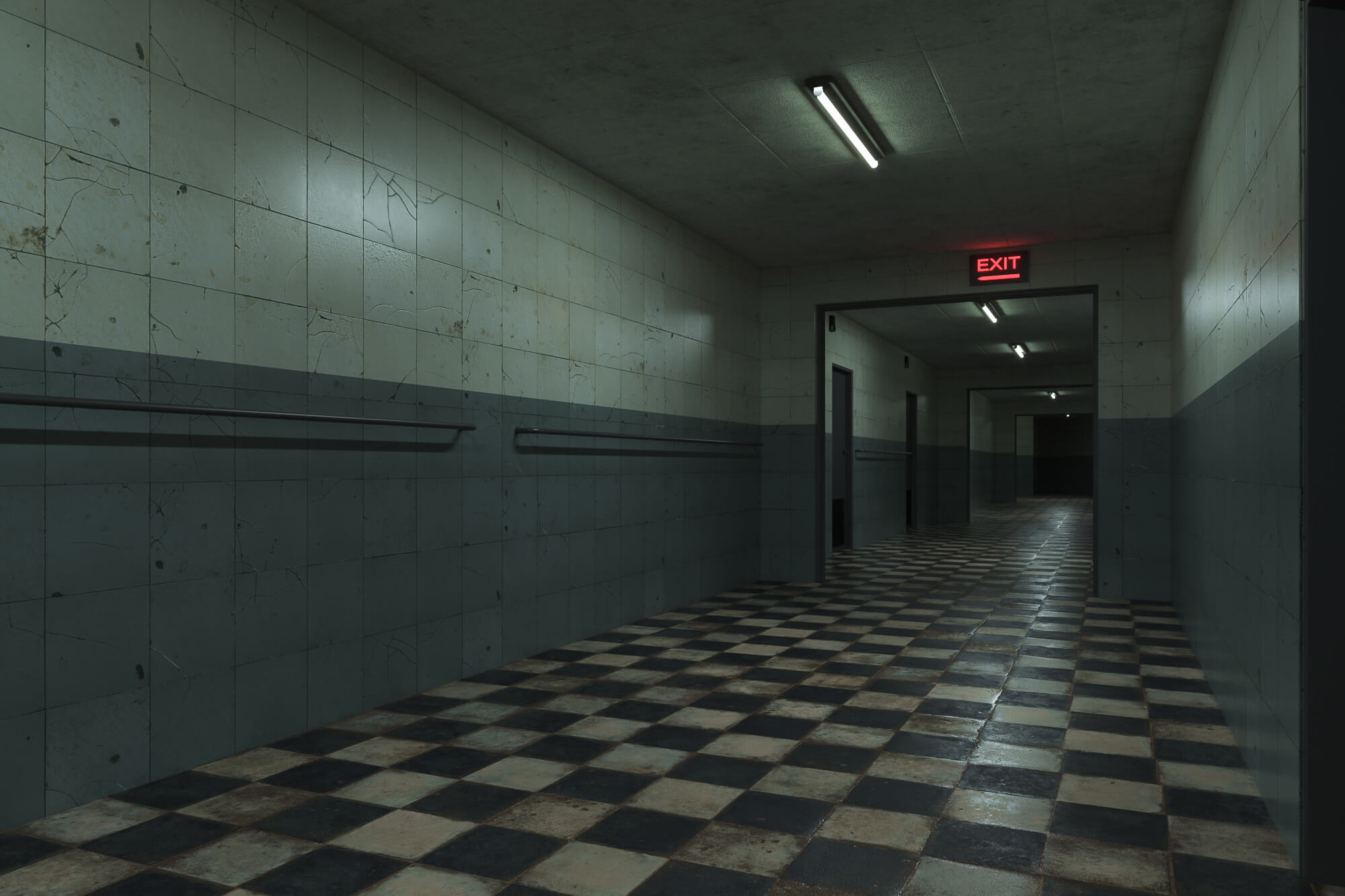 Low Poly Old Dark scary Corridor 07 - 3D Model by infinity vision