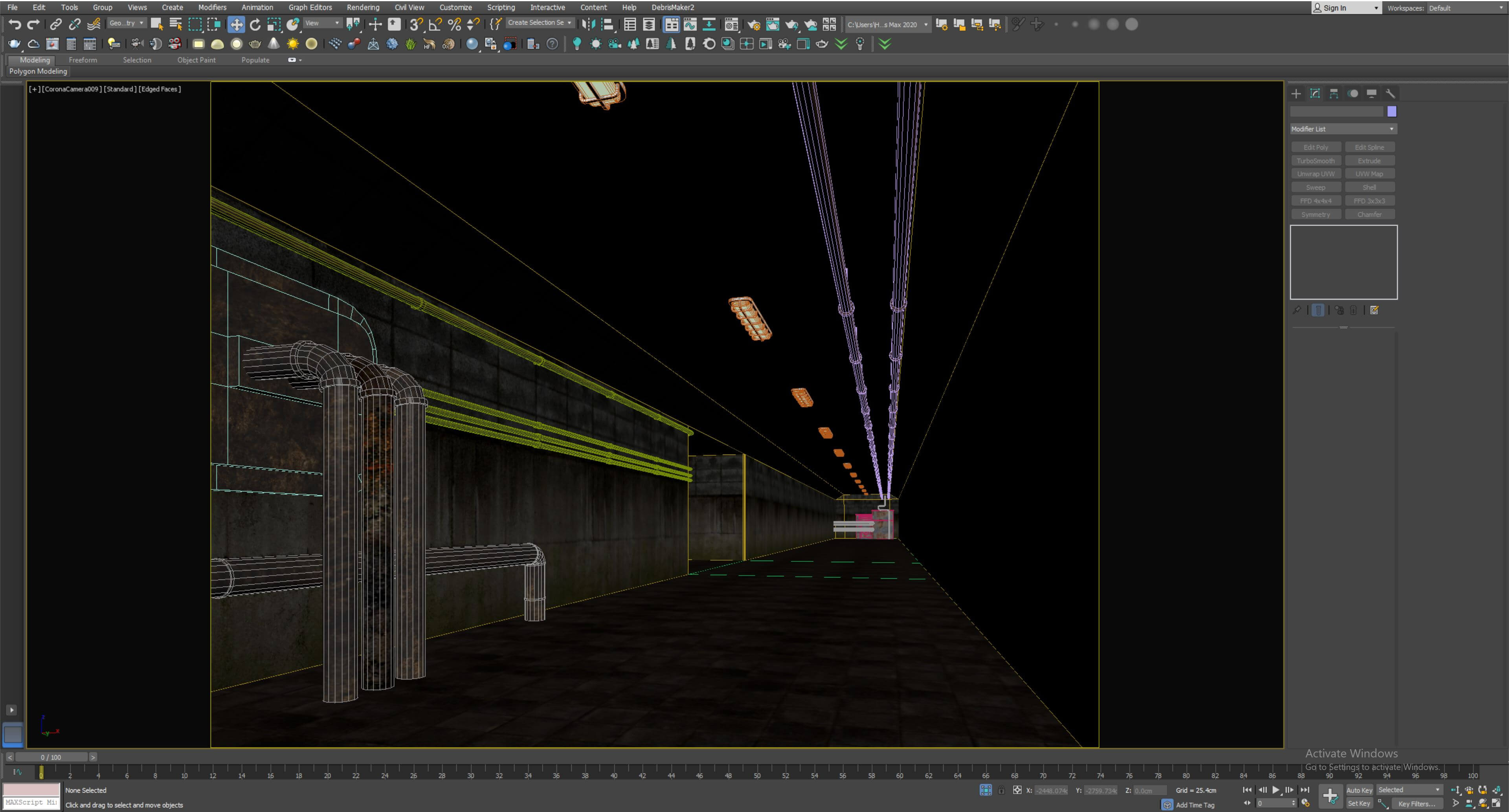 Low Poly Old Dark Underground Corridor 01 - 3D Model by infinity vision