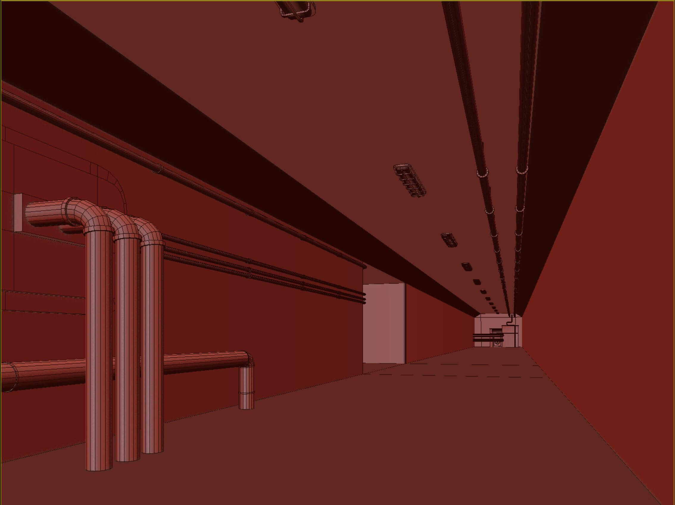 Low Poly Old Dark Underground Corridor 01 - 3D Model by infinity vision