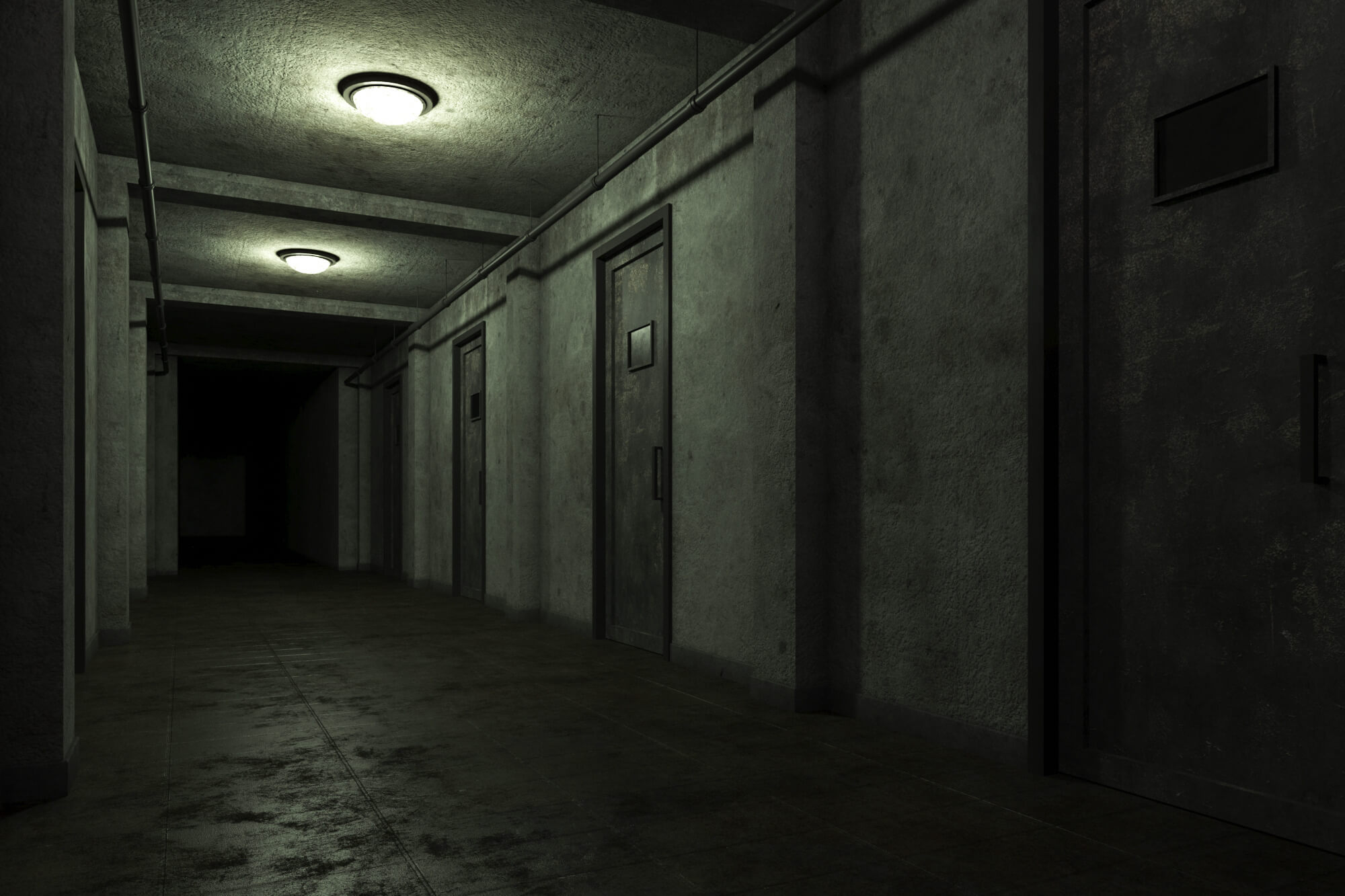Low Poly Old Dark Scary Corridor 01 - 3D Model by infinity vision
