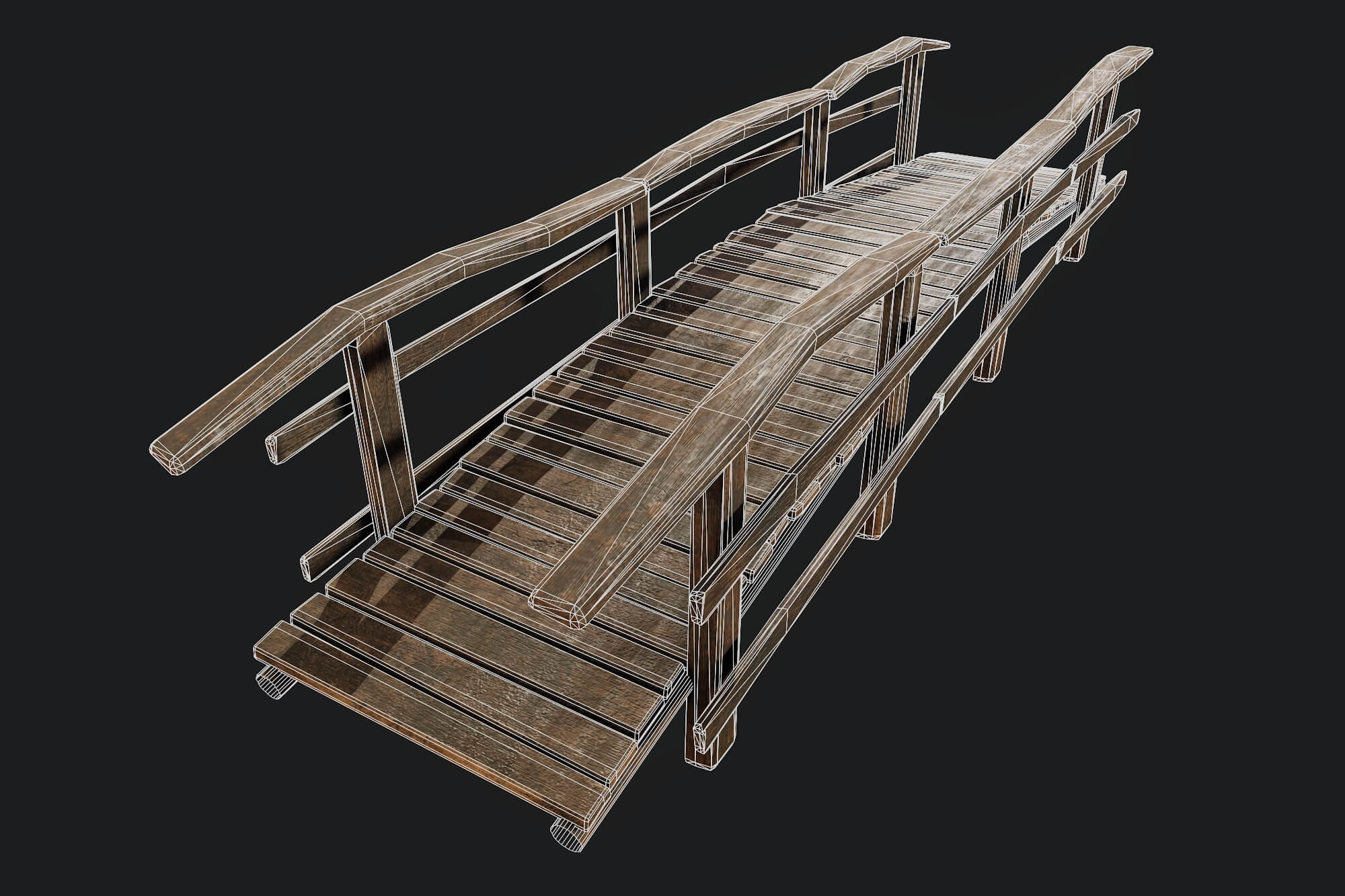 Old Wooden Medival Bridge - 3D Model by infinity vision