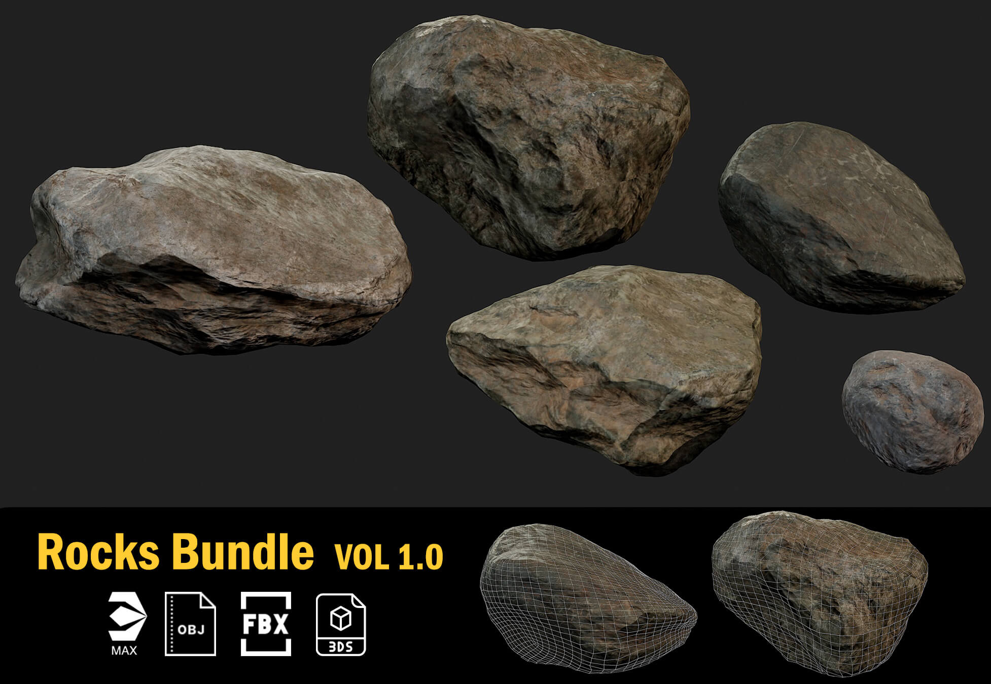 Rocks Bundle Vol 1 - 3D Model by infinity vision