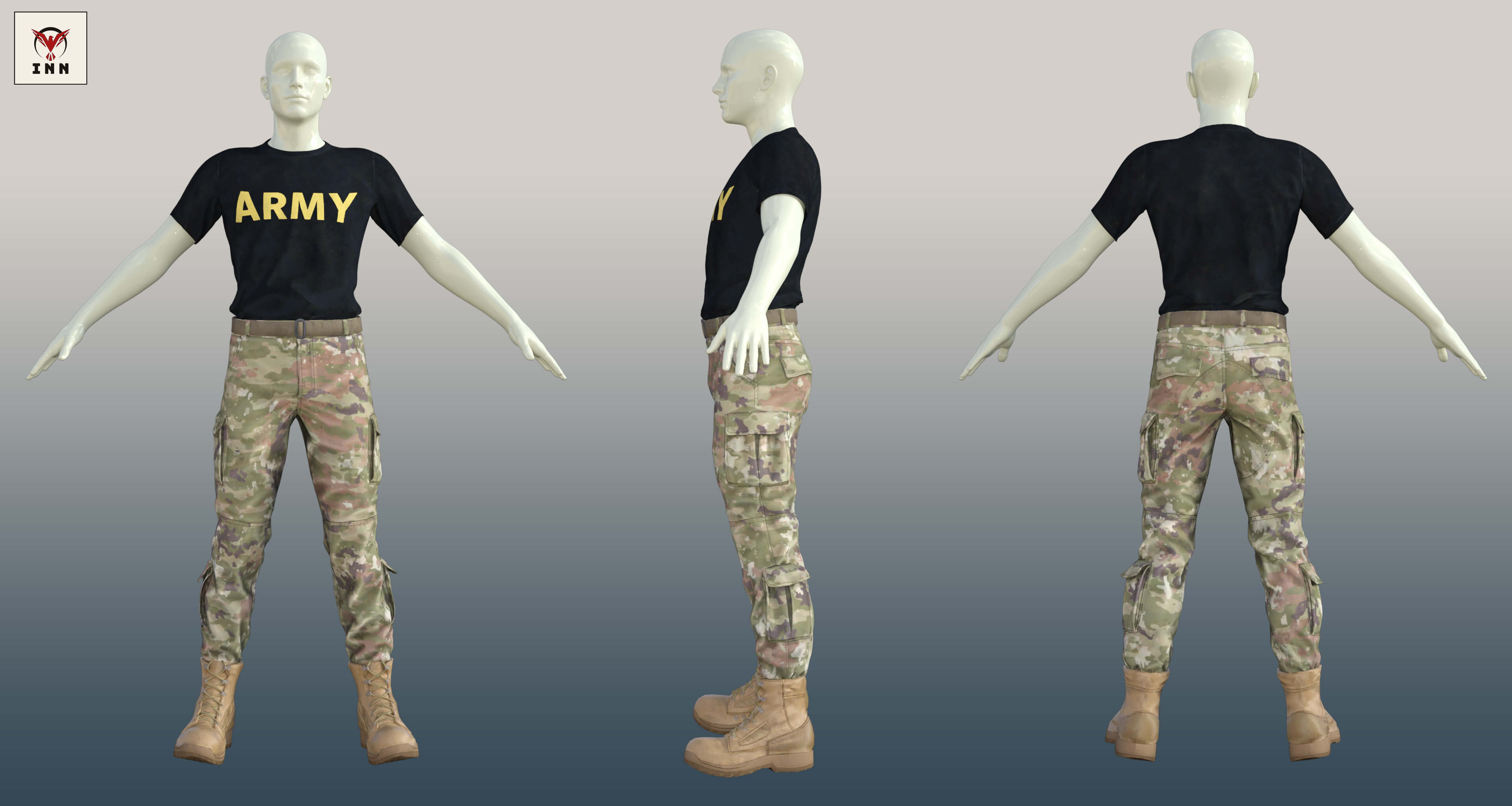 Everyday - Army Training Outfit for G8M, G8F and G9 Daz Content by INN
