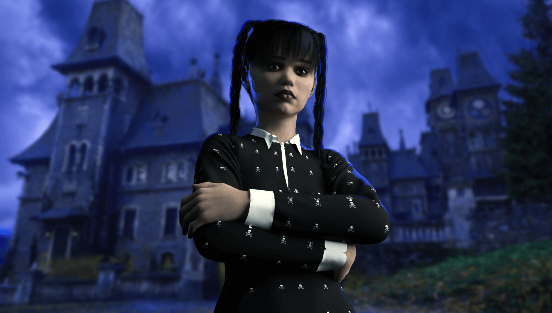 Wednesday Addams 3D Render, Digital Art by intenzo