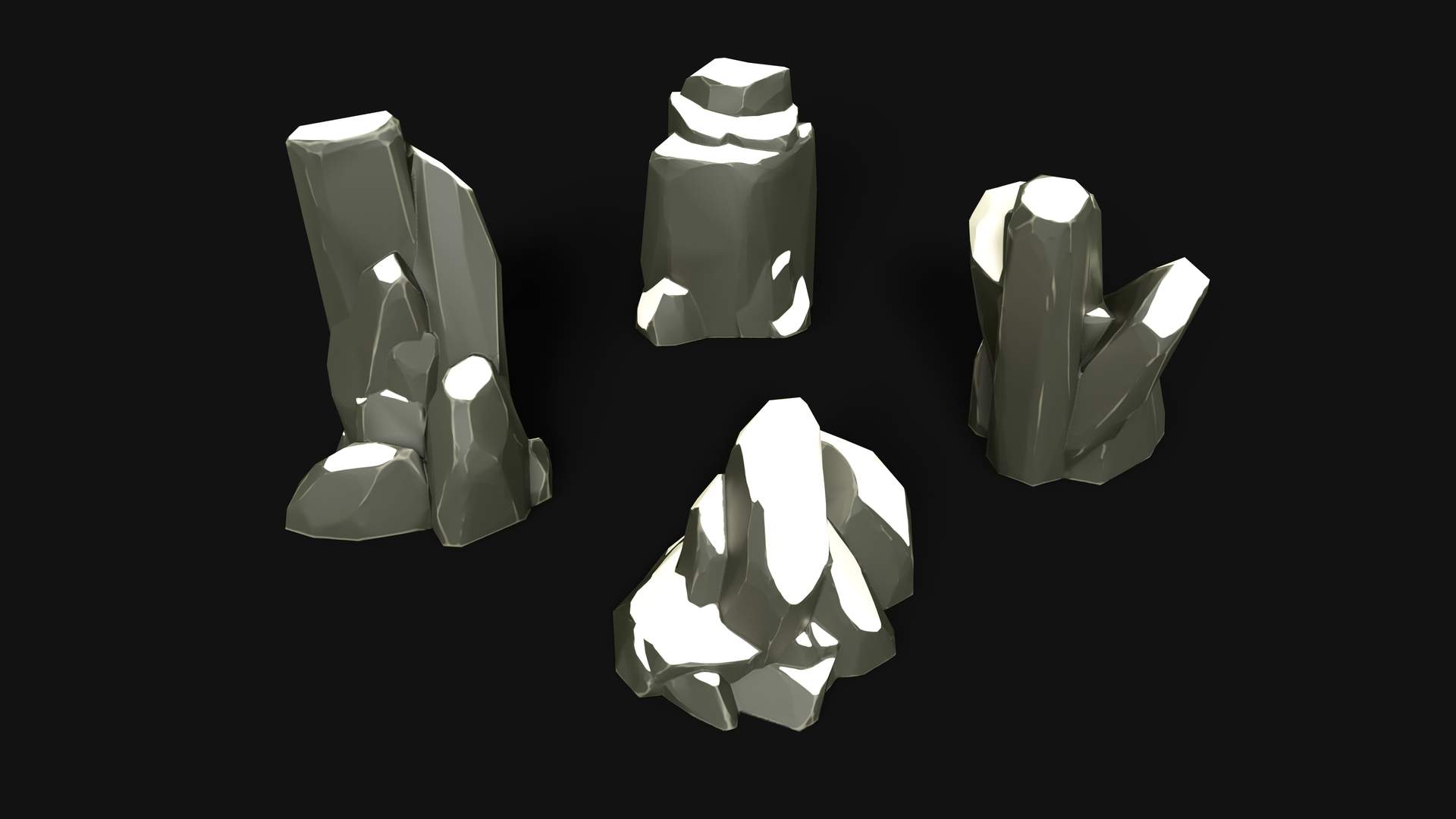Stylized Forest Rocks - 3D Model by invasionstudios