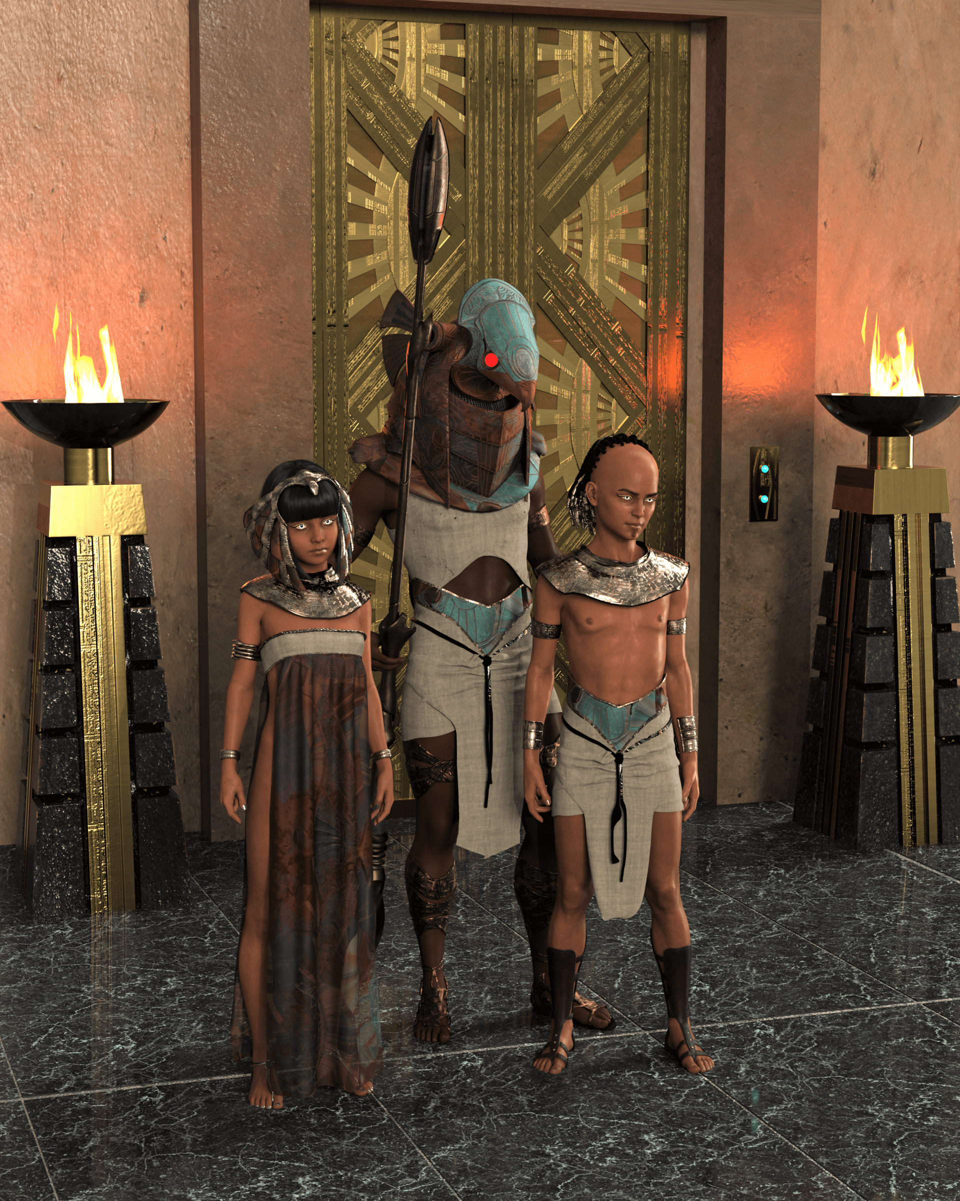 Aprophis childs and Jaffa - DAZ g8 - stargate antarctica