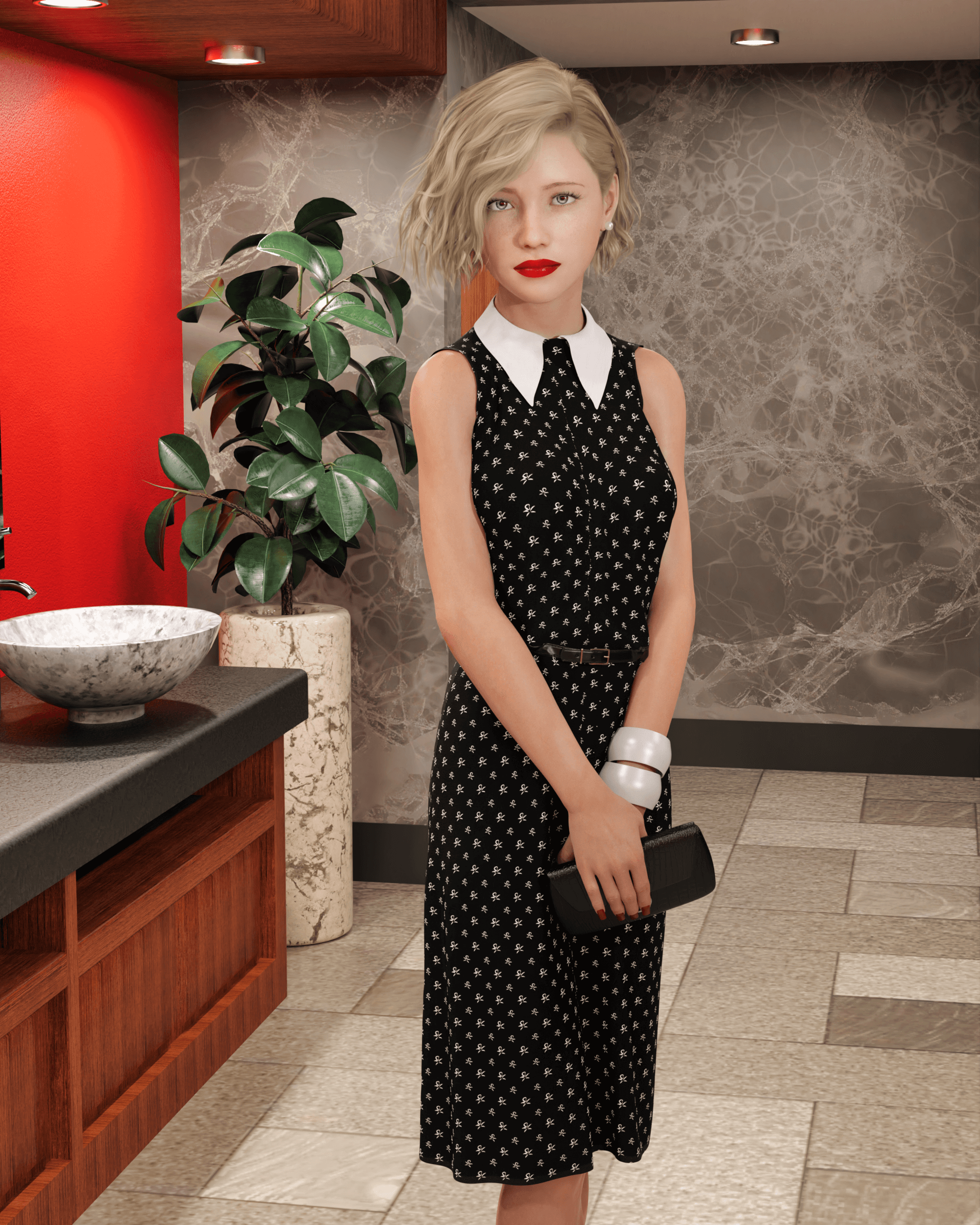 Wednesday Dress - FREE - DAZ g8f 3D Render, Digital Art by ipixel