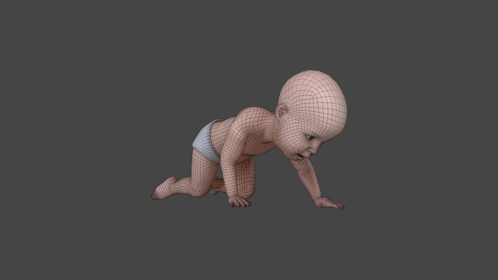 BABY-002 Crawling Animation 3D Model by IpoyPunk