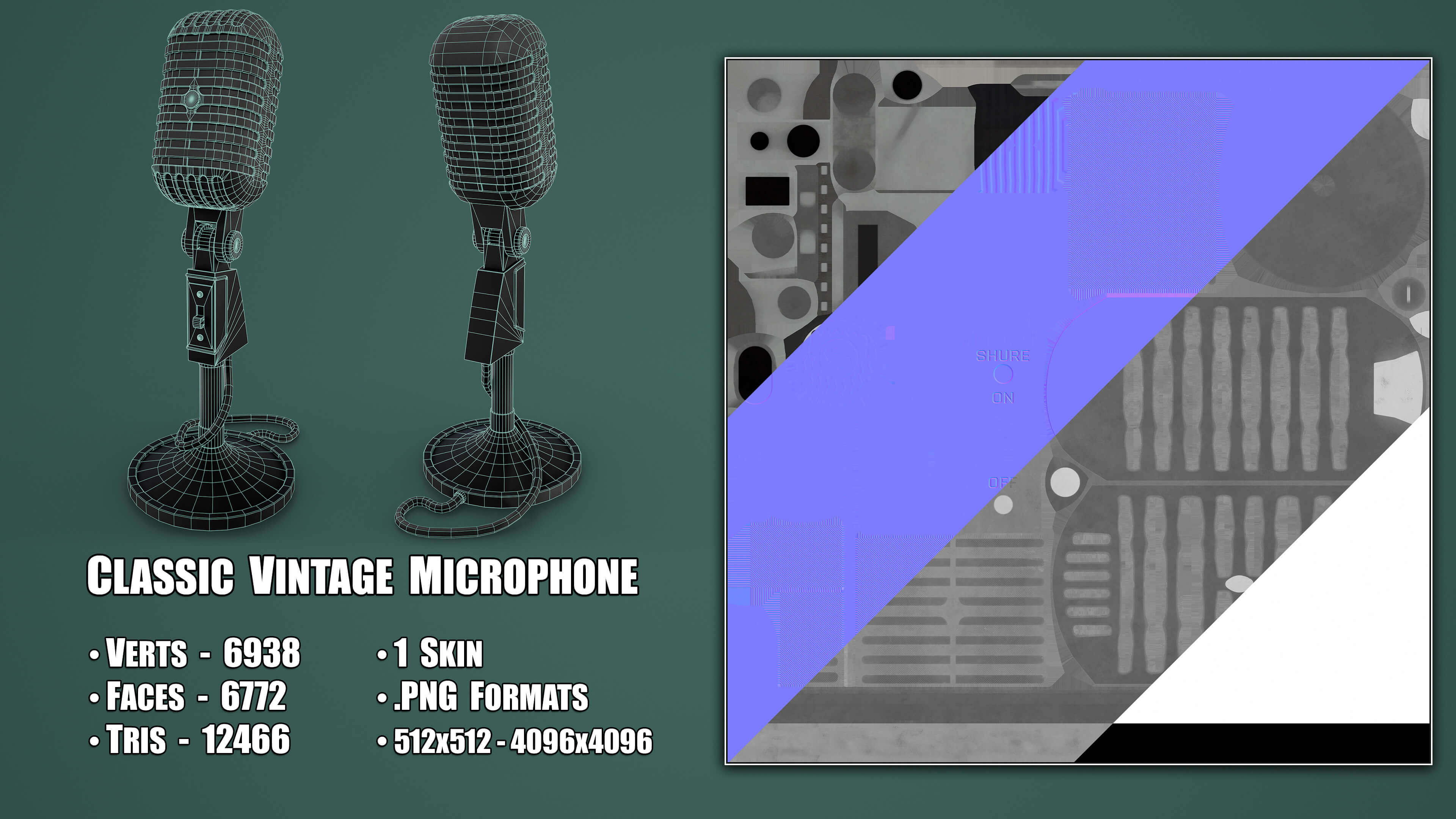 Classic Vintage Microphone - 3D Model by iQuon