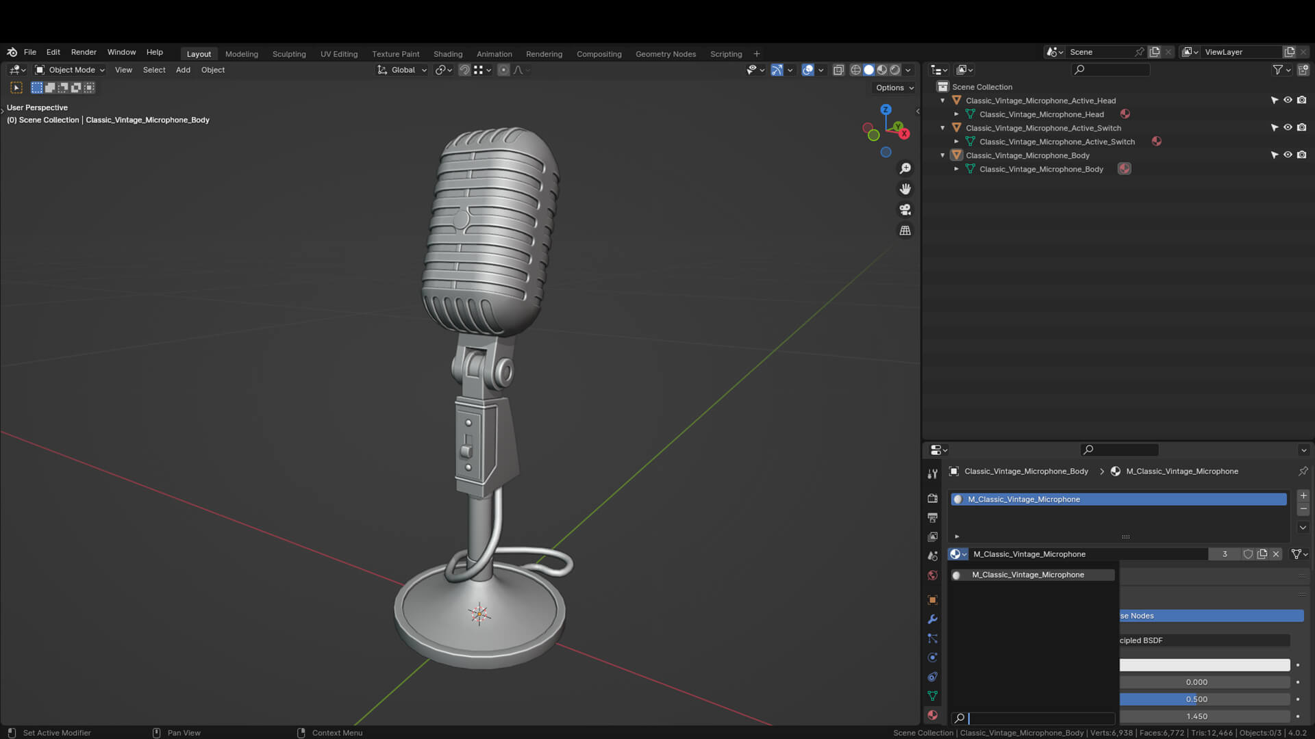 Classic Vintage Microphone - 3D Model by iQuon