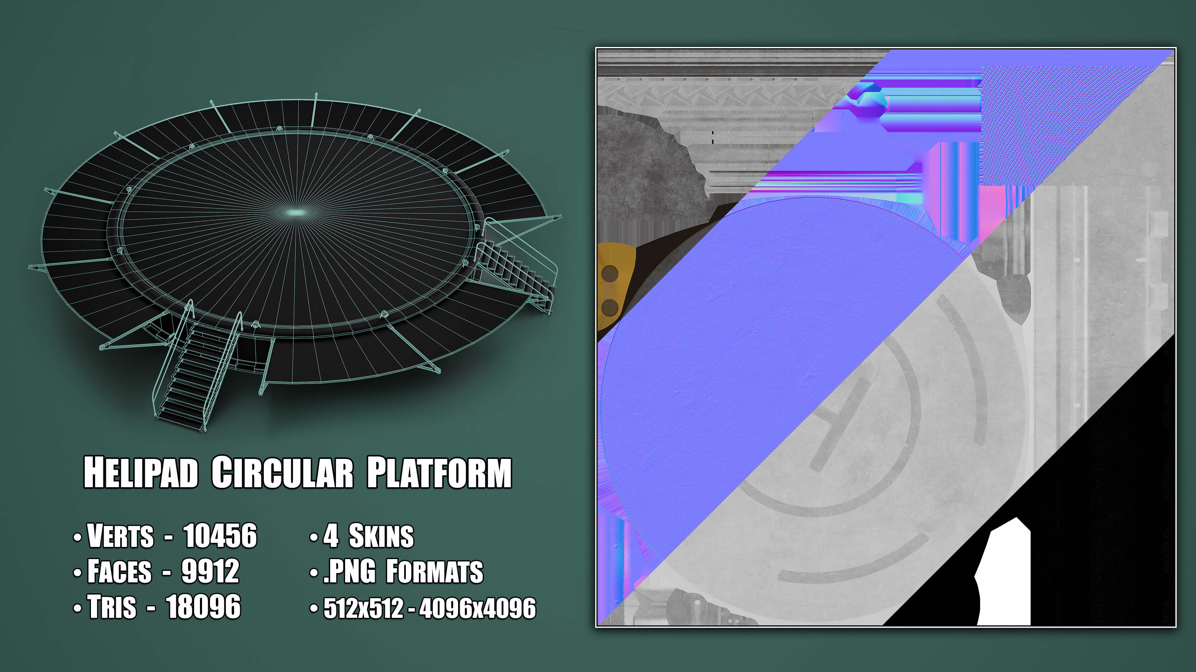 Helipad Circular Platform - 3D Model by iQuon