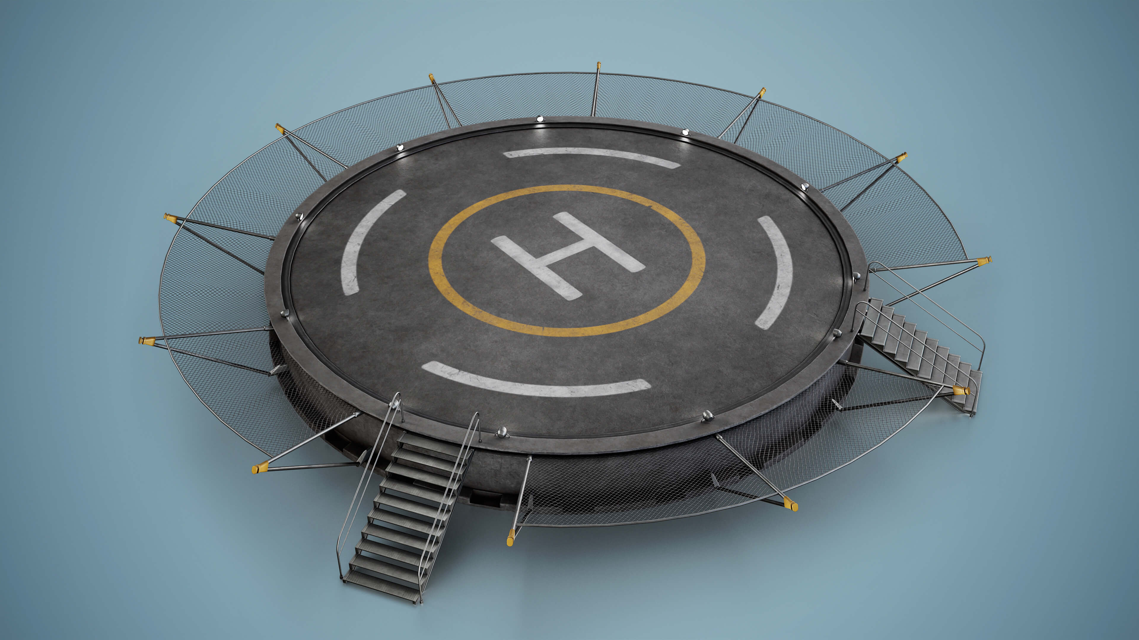 Helipad Circular Platform - 3D Model by iQuon