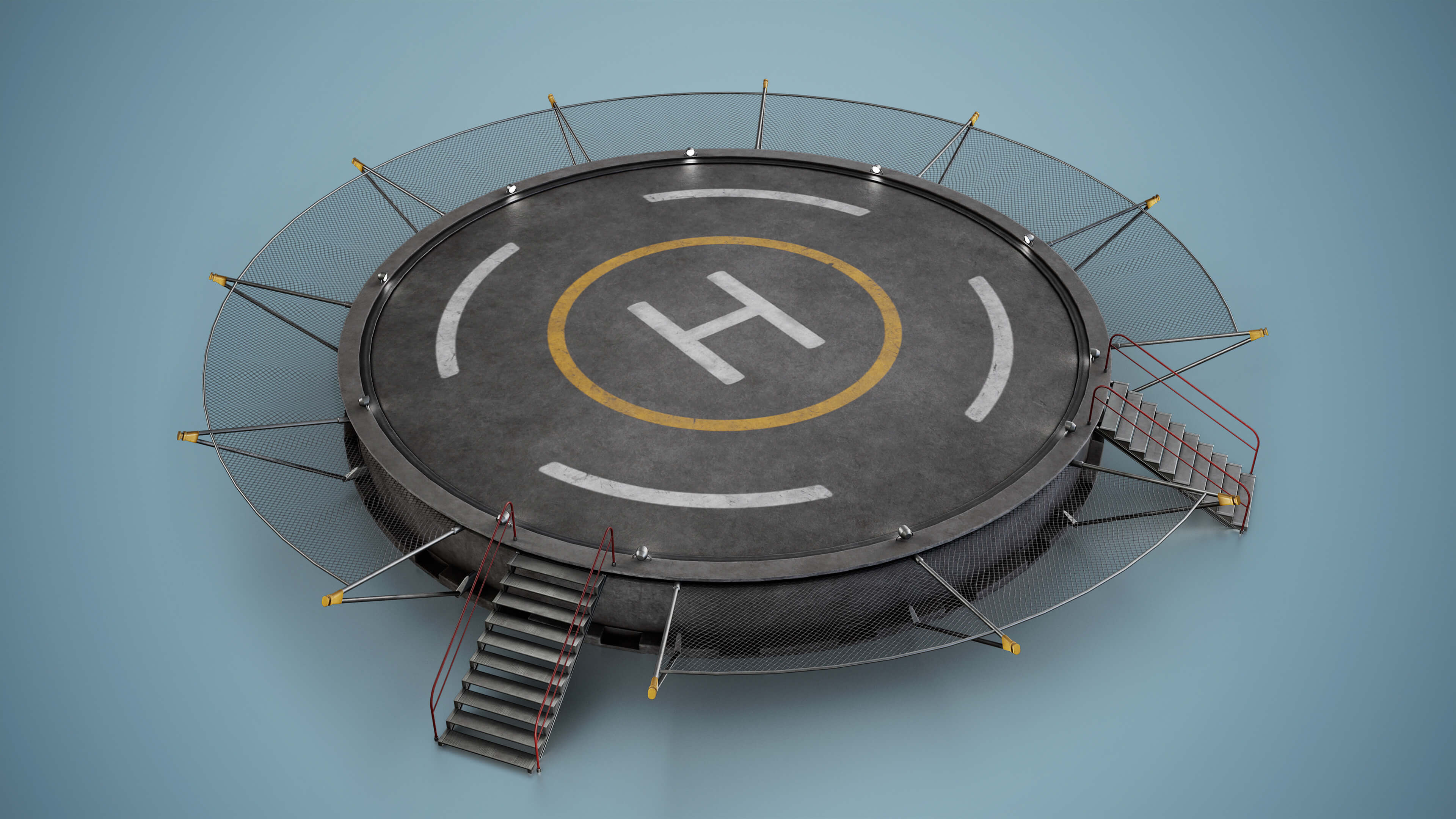 Helipad Circular Platform - 3D Model by iQuon