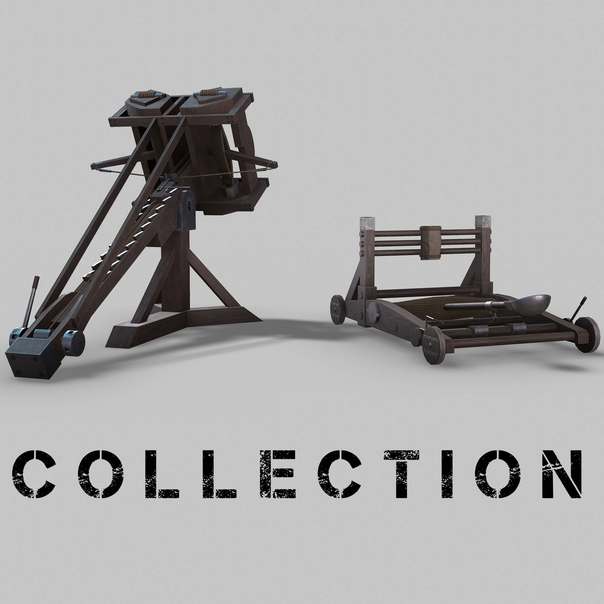 Medieval Ballista + Catapult - 3D Model by iQuon
