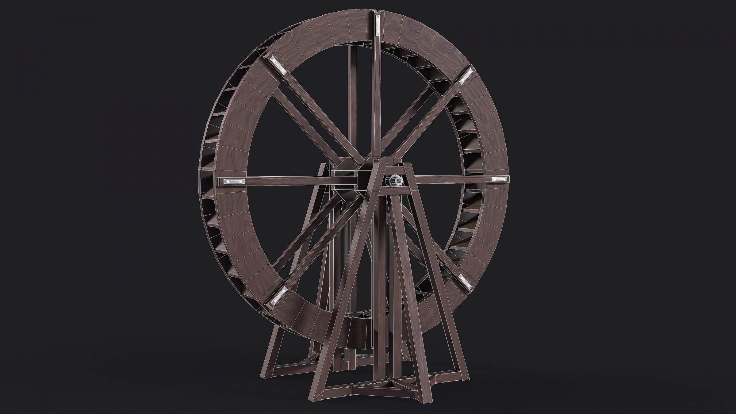 Medieval Water Wheel - 3D Model by iQuon