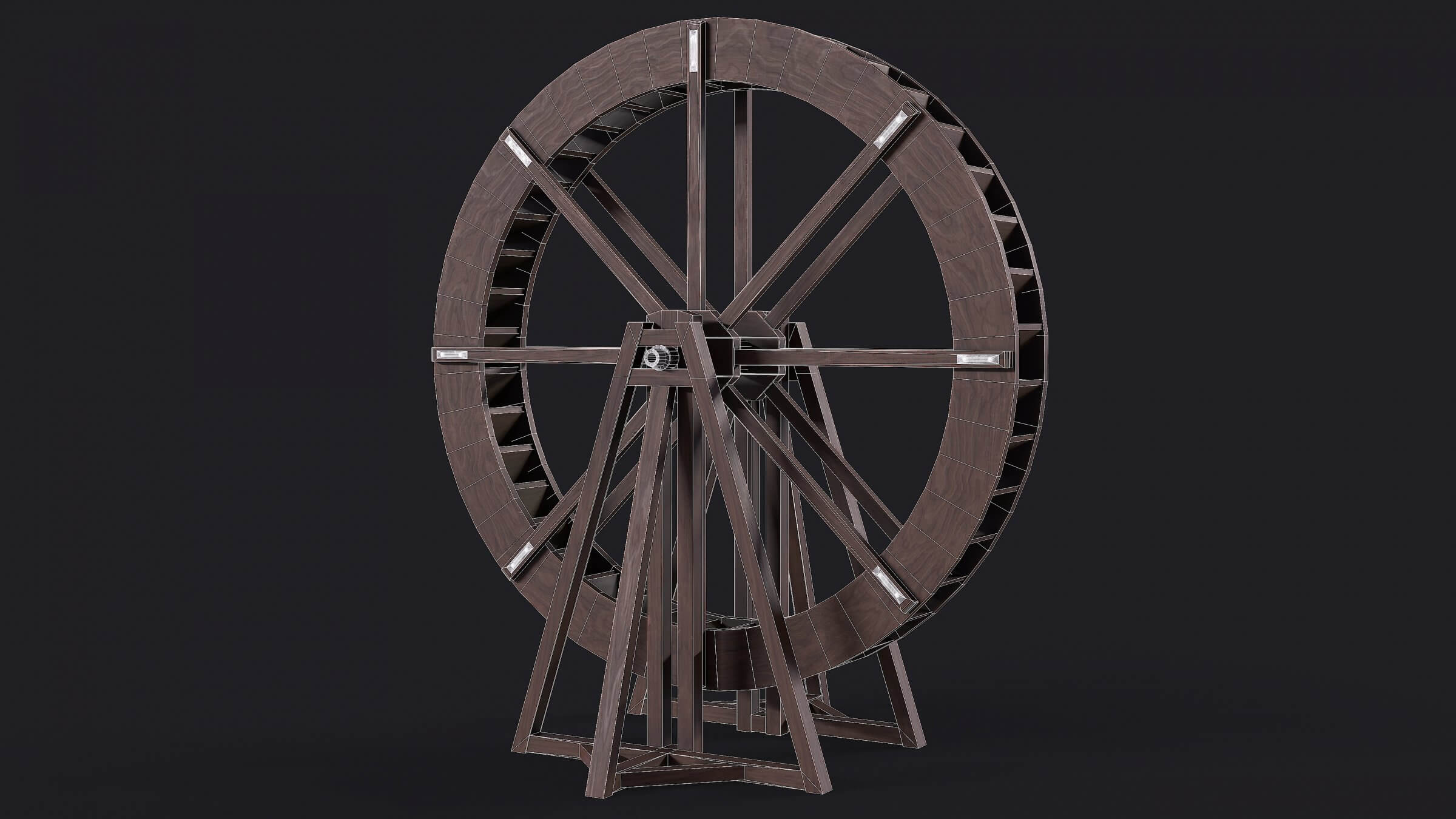 Medieval Water Wheel - 3D Model by iQuon