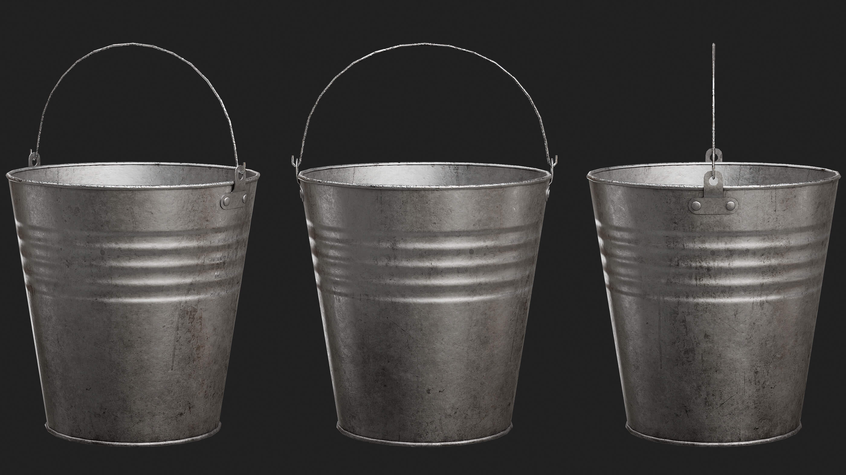 Metal and Plastic Buckets - 3D Model by iQuon