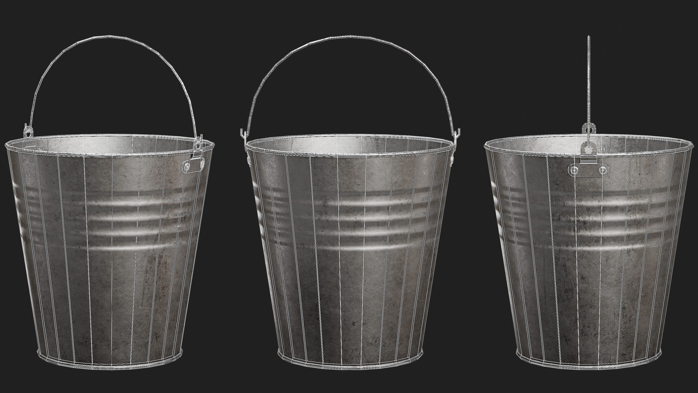 Metal and Plastic Buckets - 3D Model by iQuon