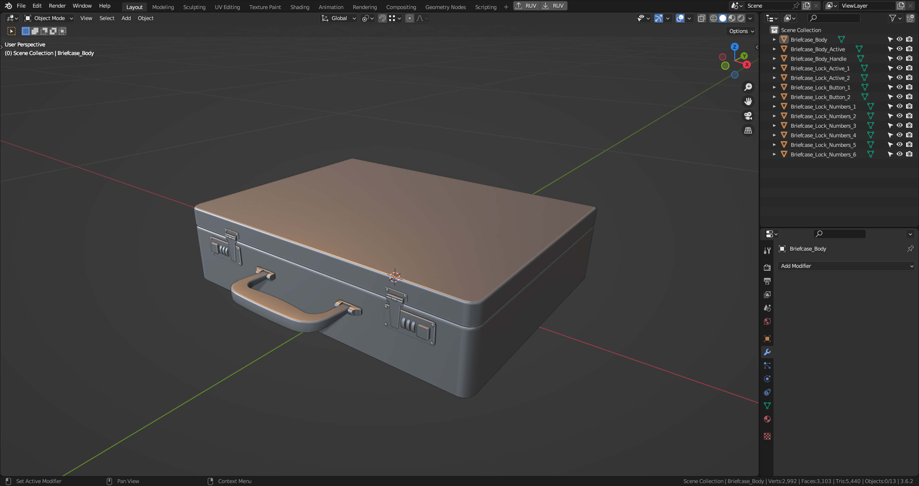Office Leather Briefcase - 3D Model by iQuon