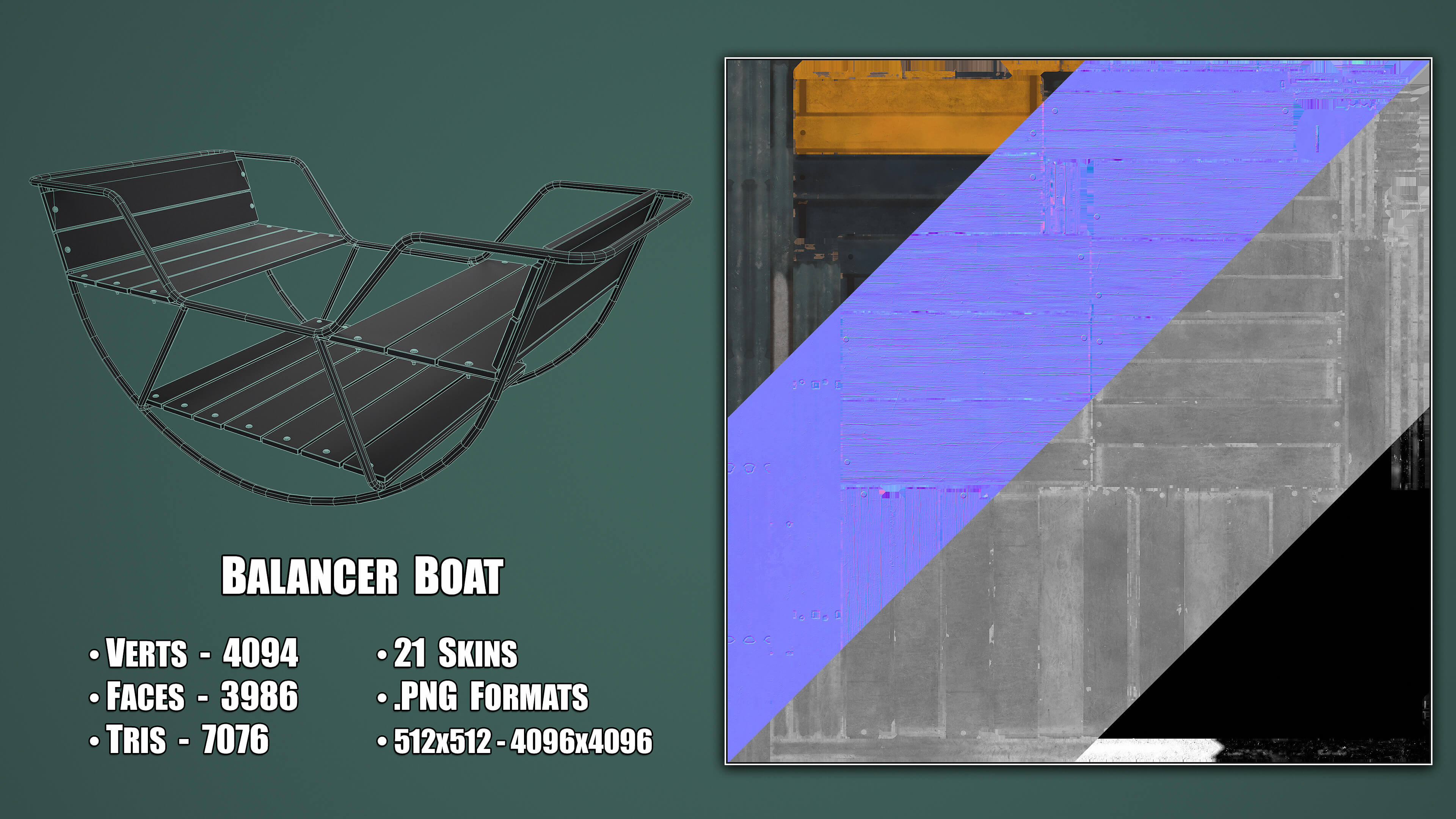 Painted Playground Balancer Boat - 3D Model by iQuon