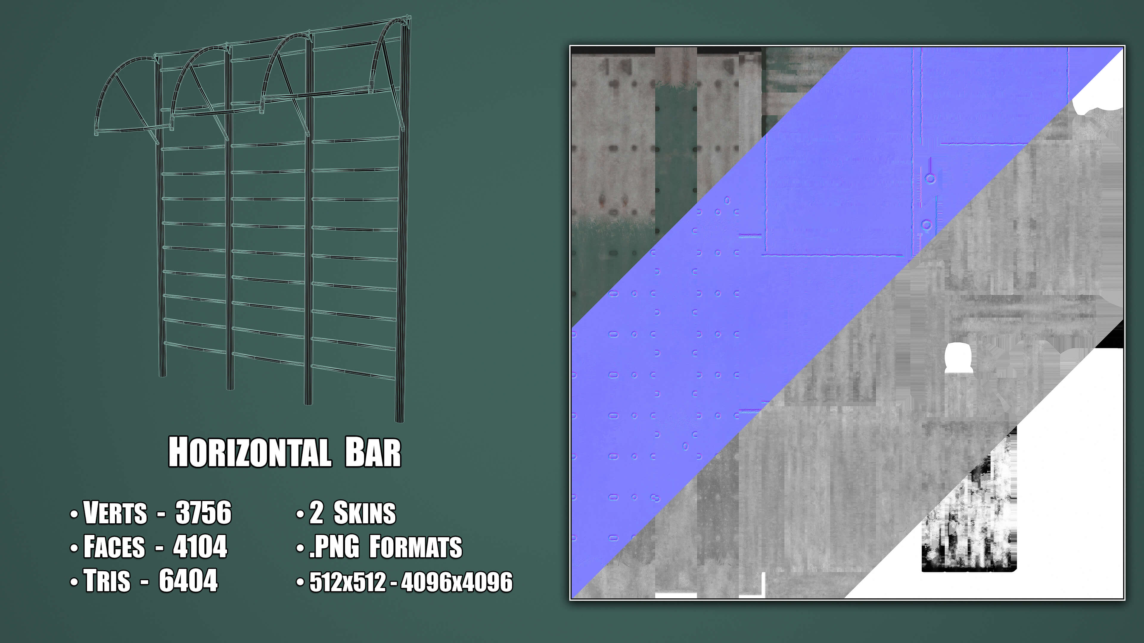 Painted Playground Horizontal Bar - 3D Model by iQuon