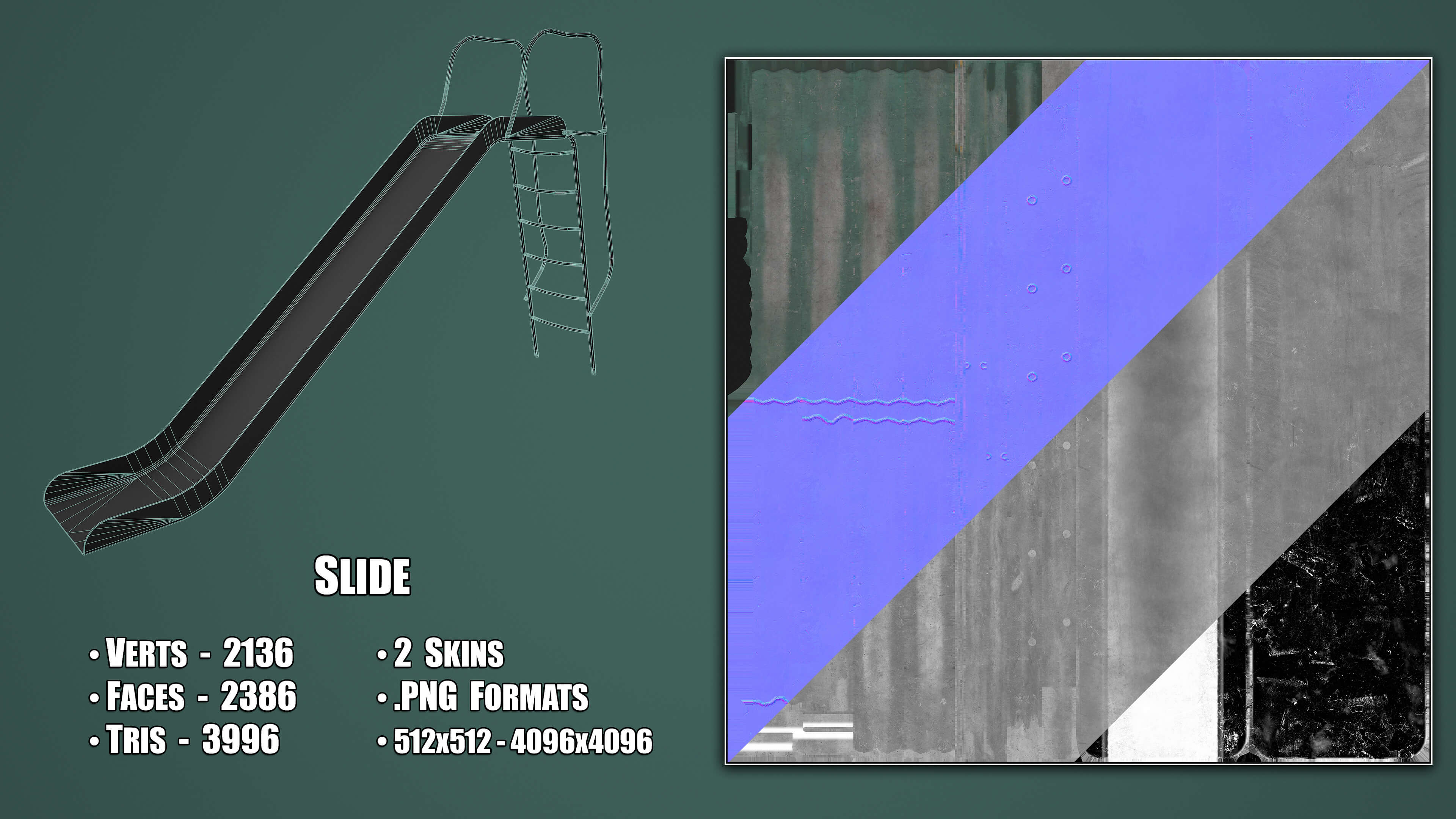 Painted Playground Slide - 3D Model by iQuon