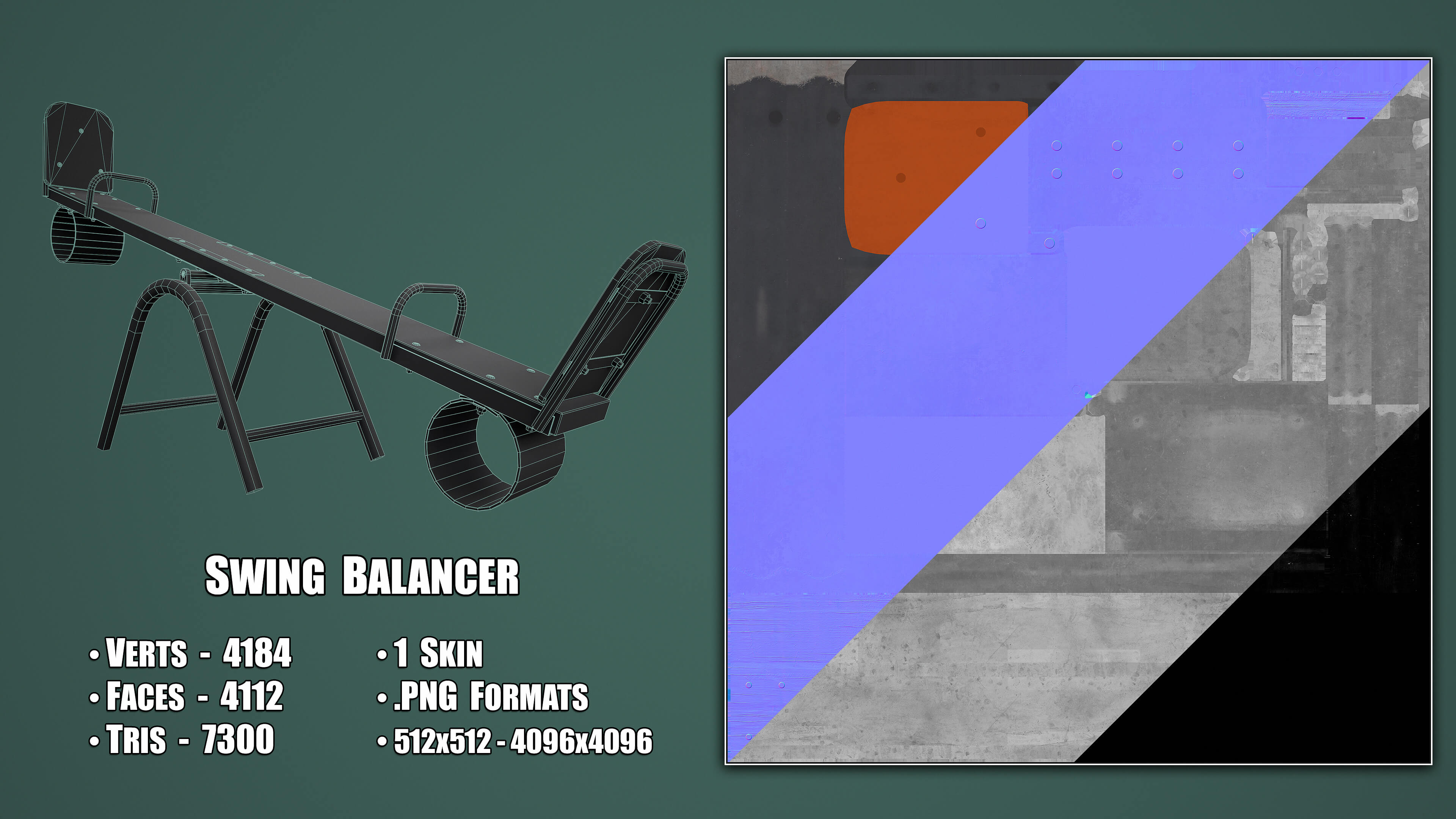 Painted Playground Swing Balancer - 3D Model by iQuon