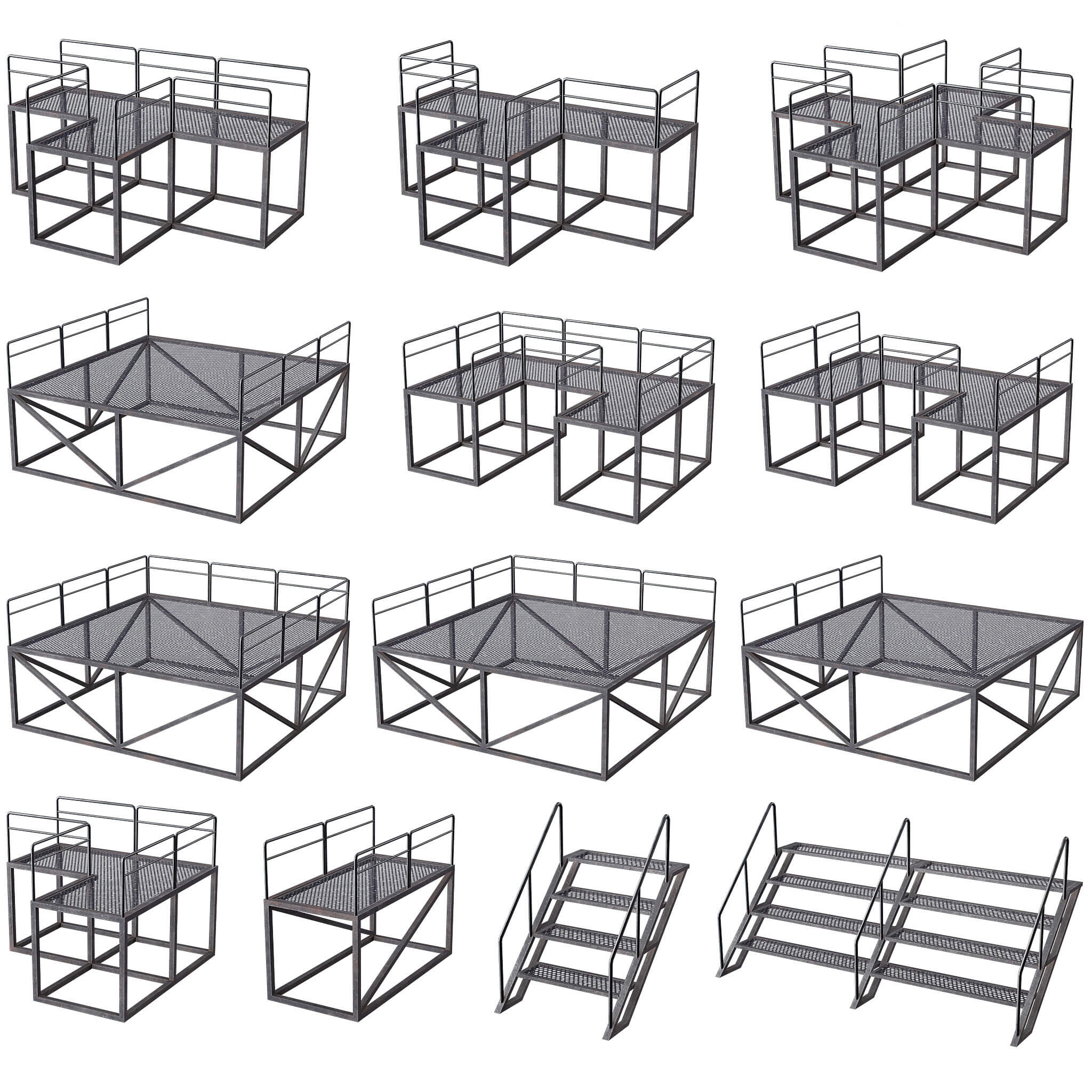 Set of 13 Modular Military Platforms - 3D Model by iQuon