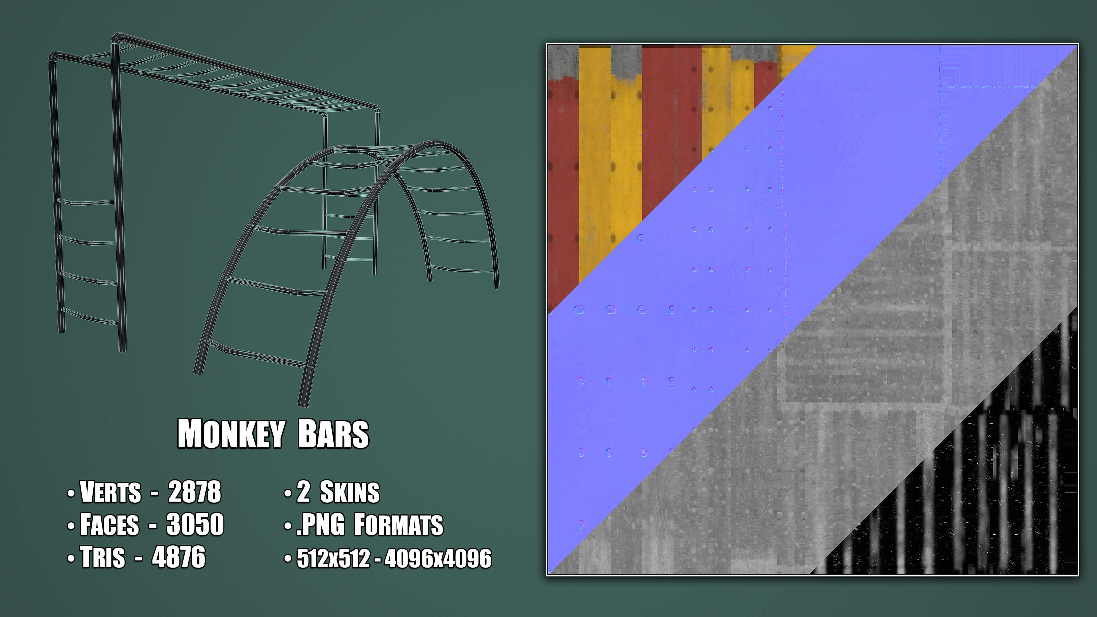 Set of 2 Painted Playground Monkey Bars - 3D Model by iQuon