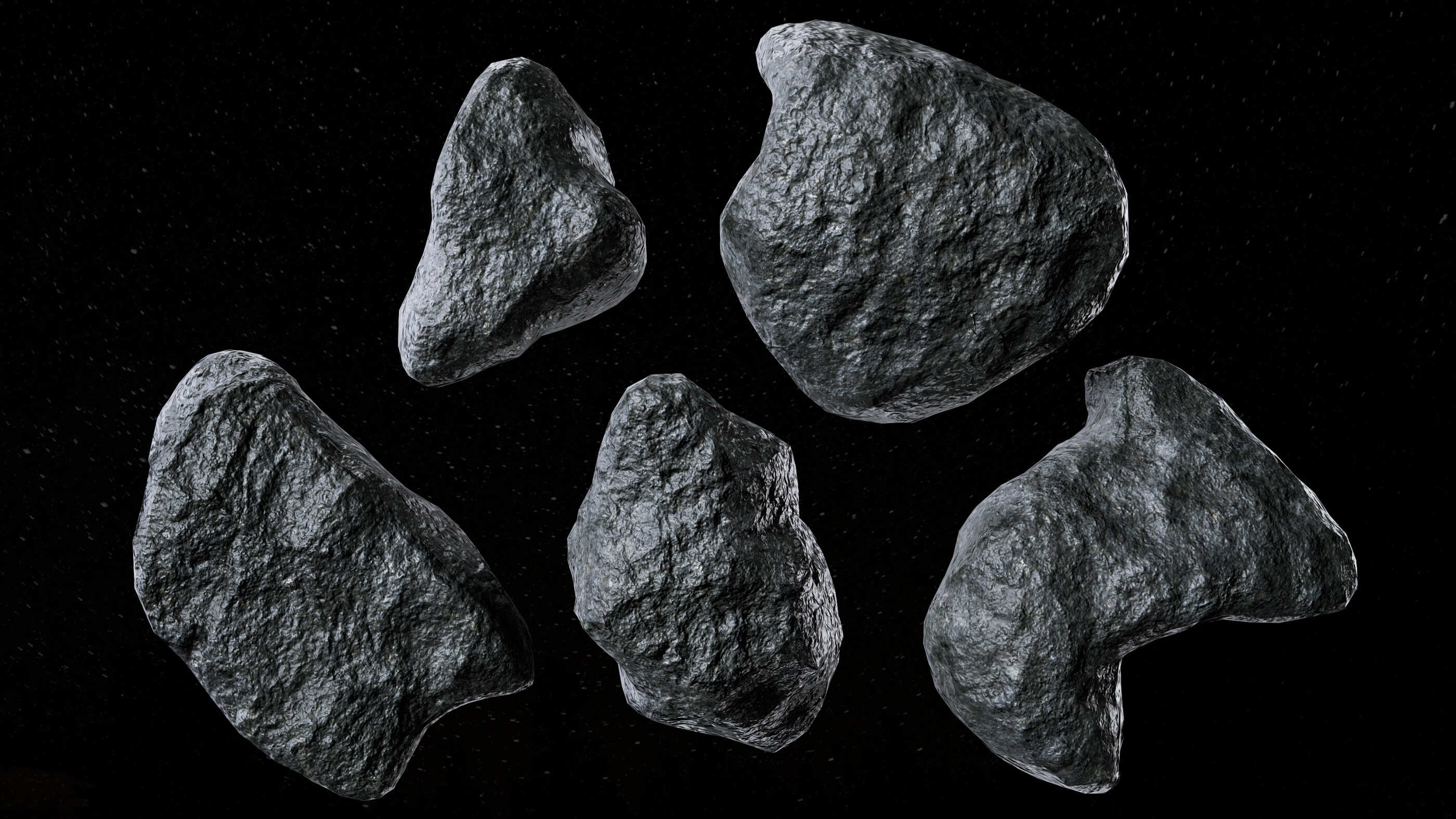 Set of 22 Asteroids - 3D Model by iQuon