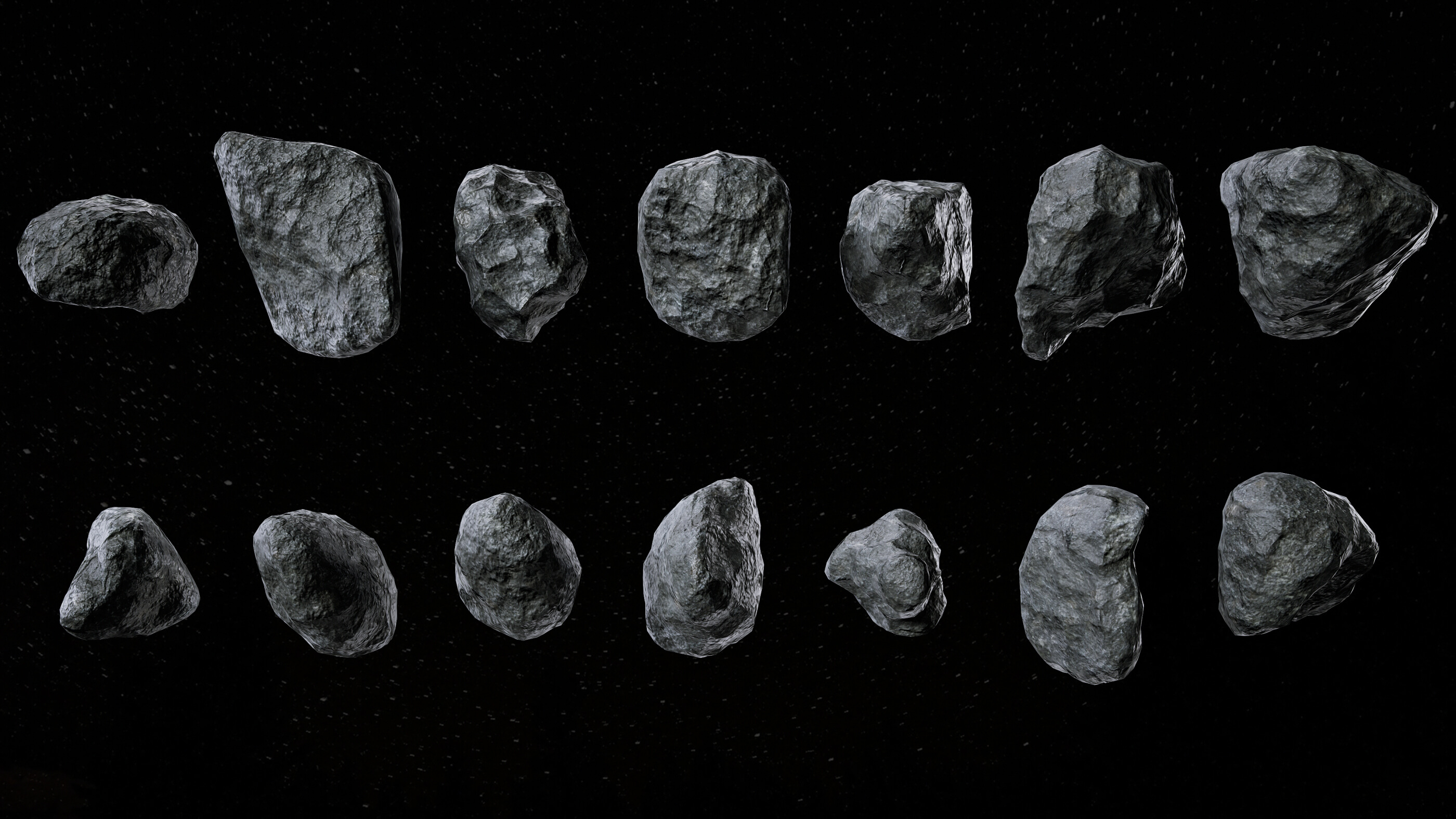 Set of 22 Asteroids - 3D Model by iQuon