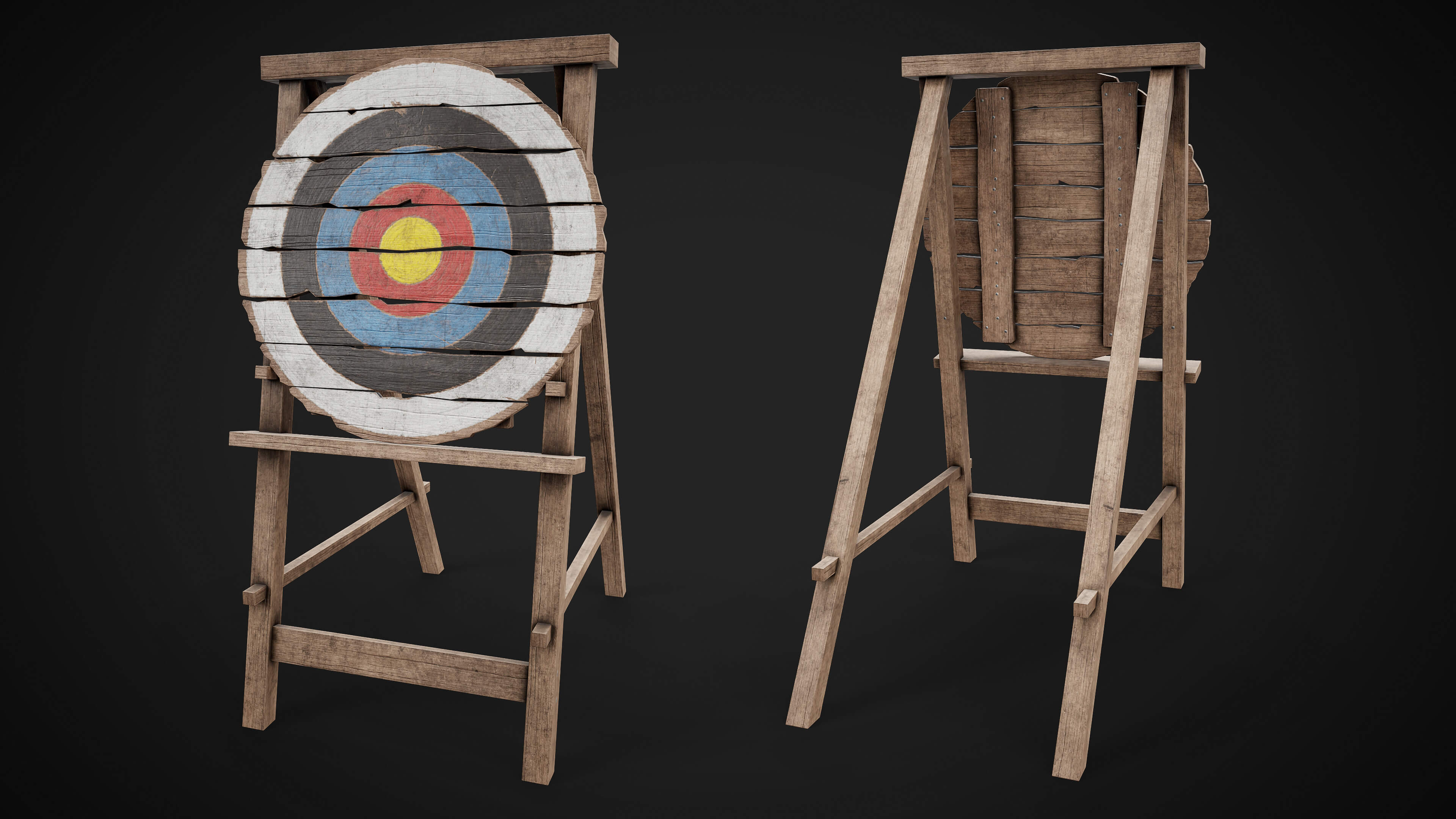 Set of 3 Medieval Training Wooden Targets - 3D Model by iQuon